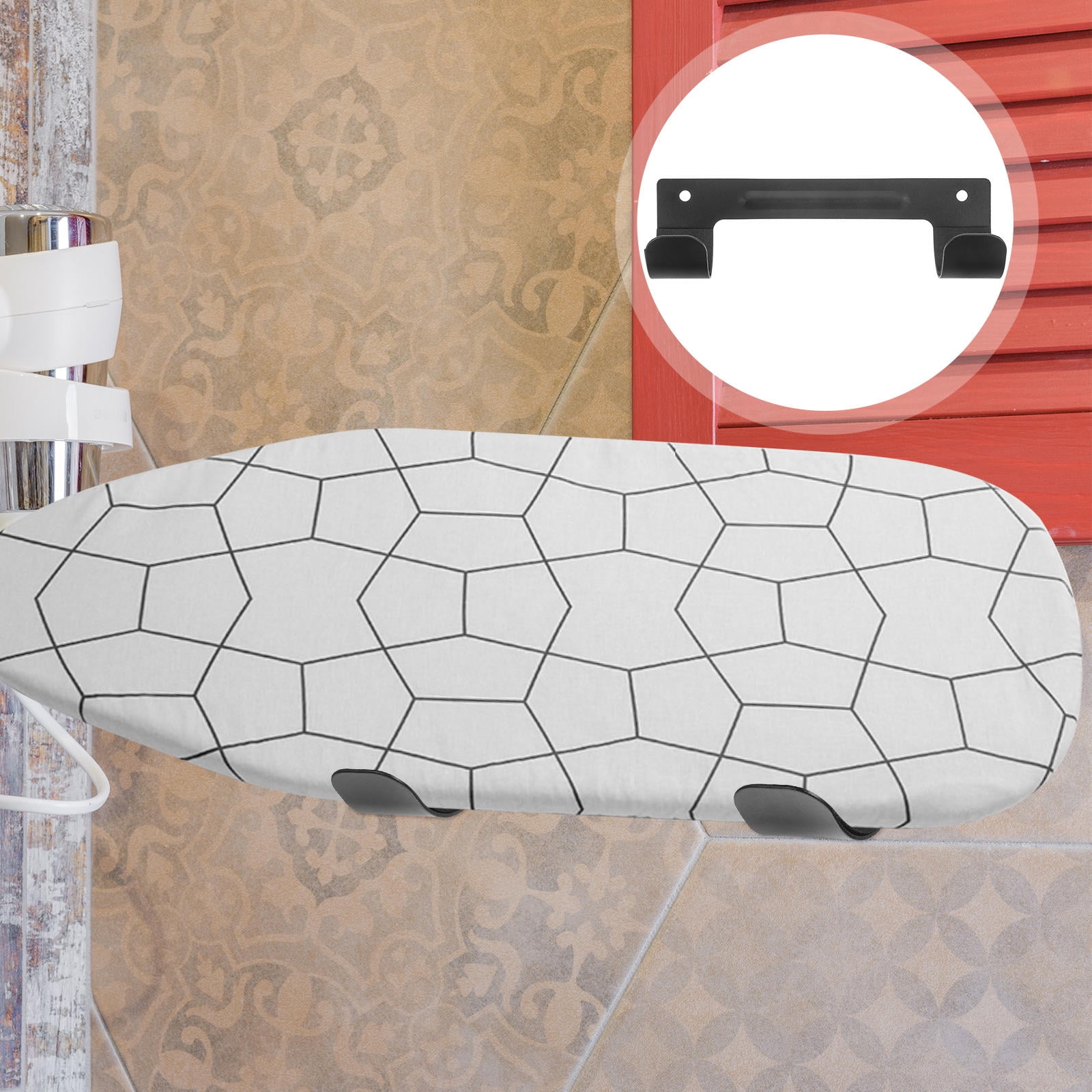FRCOLOR Wall Mount Ironing Board Holder for Storage Steel and EVA Black ...