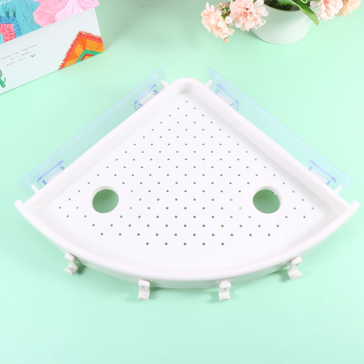 PAMINGONO Wall Mounted Shower Shelves Plastic Triangle Corner Shelf ...