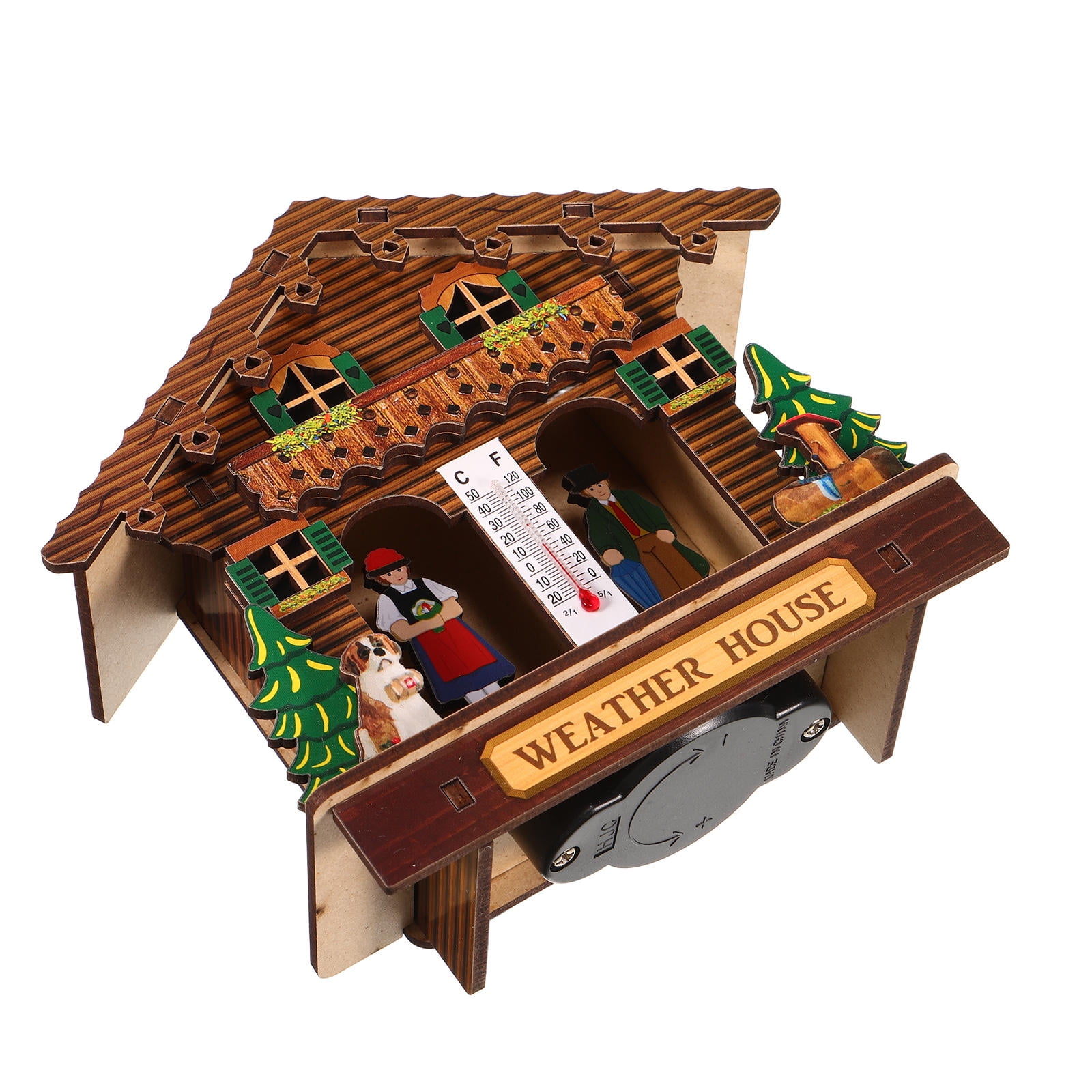 FRCOLOR Weather House Wooden Barometer Wall Mounted Thermometer House ...