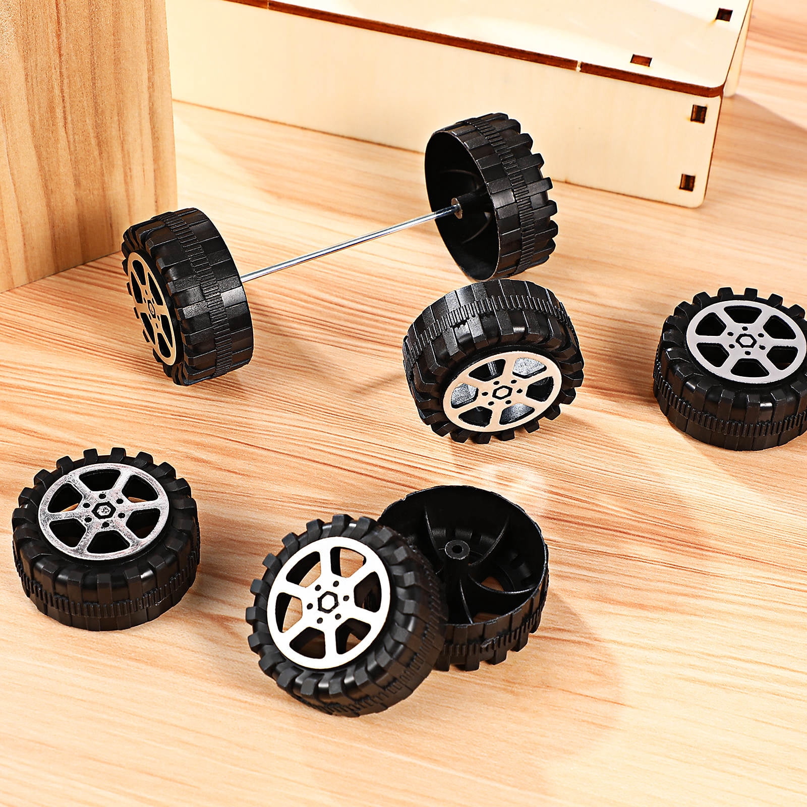 FRCOLOR Wheel Axle Model Kit with Black Plastic for Childrens Toys and ...