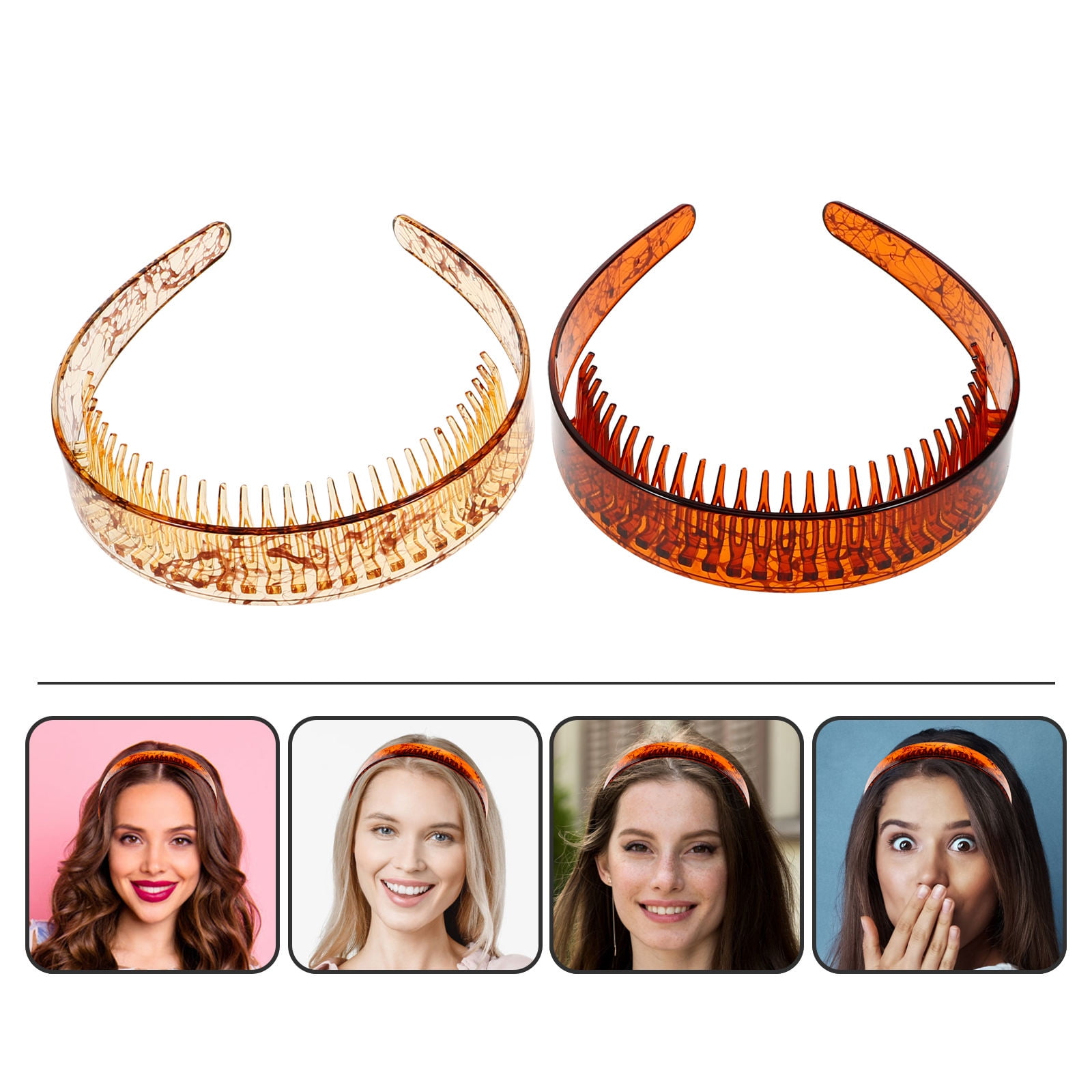 FRCOLOR Wide Tooth Comb Hairbands Set of 2PC Multi Color PC Material ...