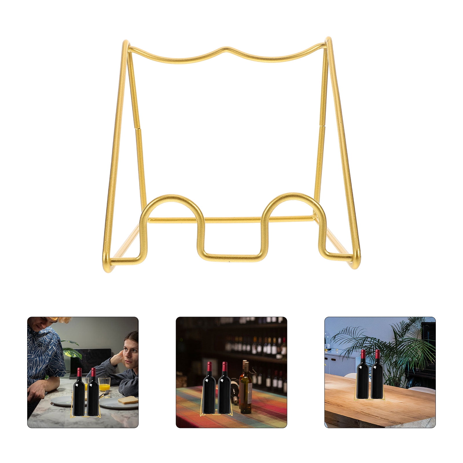 FRCOLOR Golden Iron Wine Bottle Rack for Kitchen Storage with Unique ...