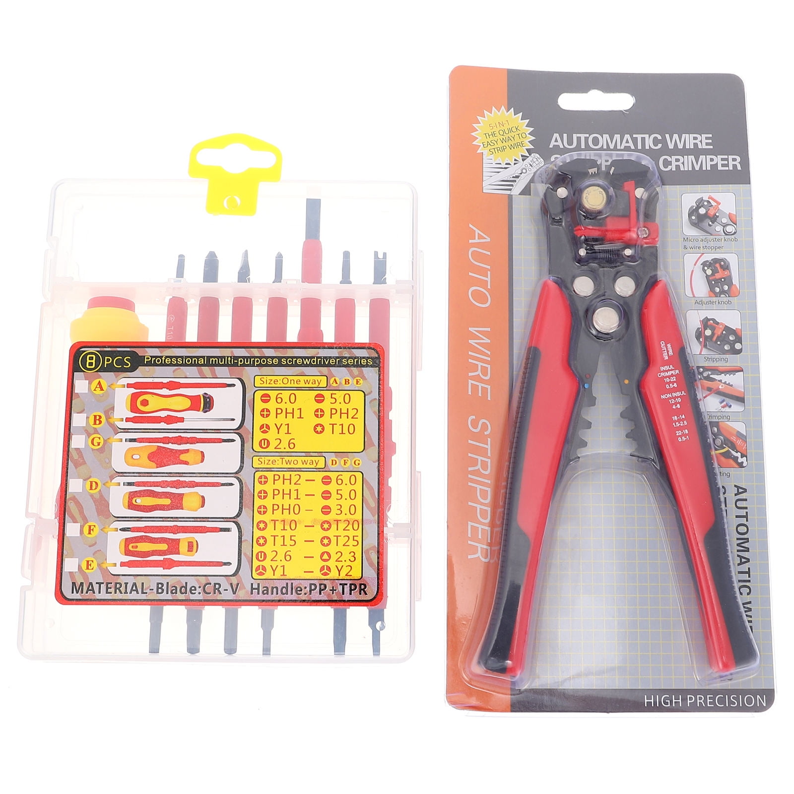 FRCOLOR Wire Strippers Screwdriver Hardened Bits Electrician Tool Kit ...