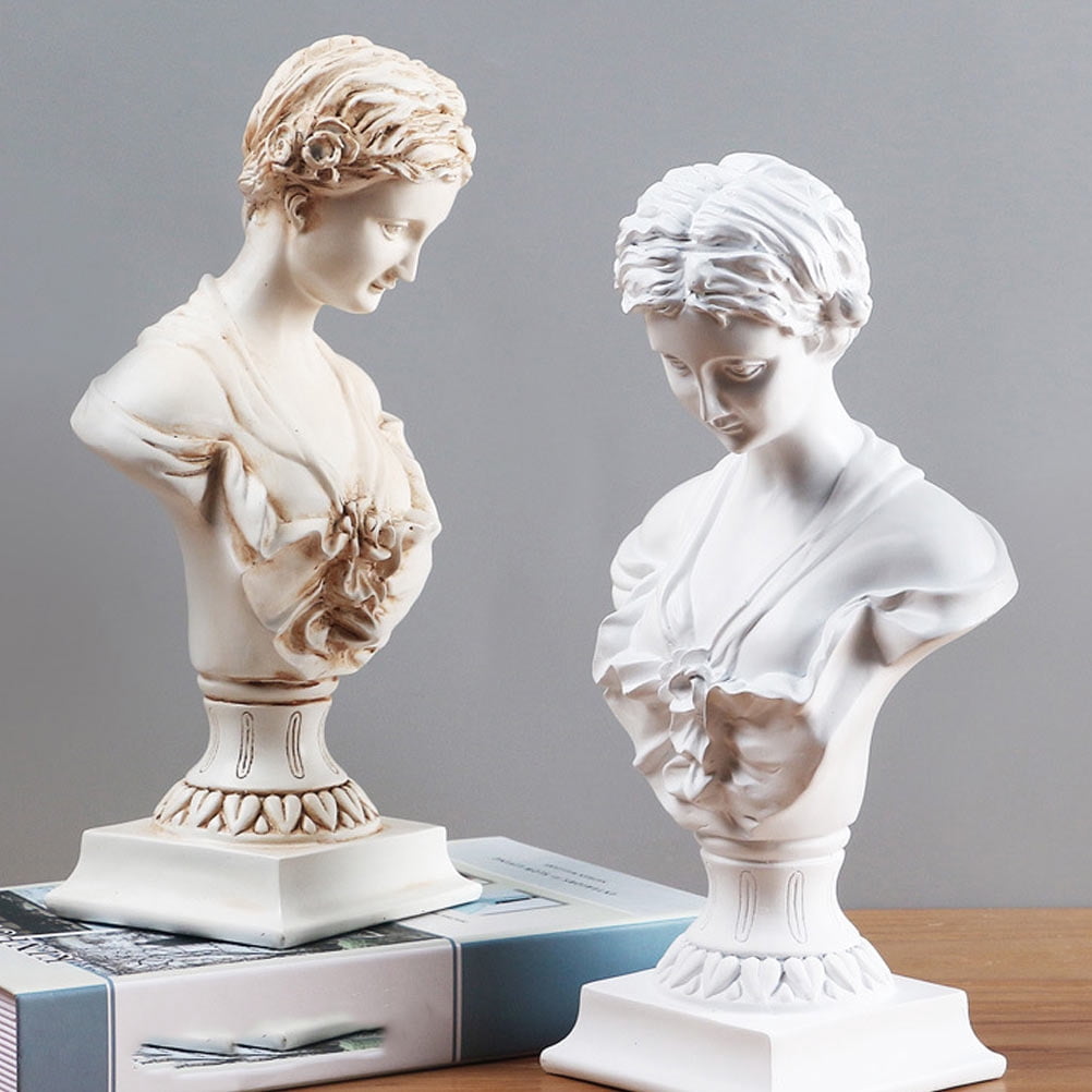 FRCOLOR Woman Statue Bust Sculptures Goddess Decorations Girl Office ...