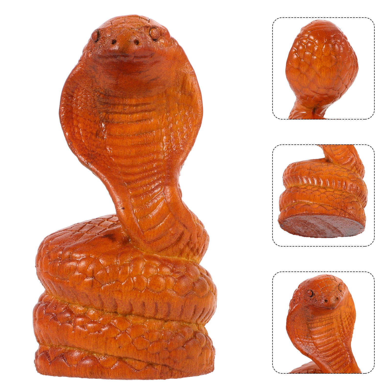 FRCOLOR Wood Carving Snake Statue Small Snake Model Landscape ...