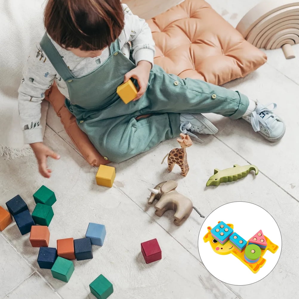 FRCOLOR Wood Stacker Toy with Lovely Animal Design for Kids Safe and ...