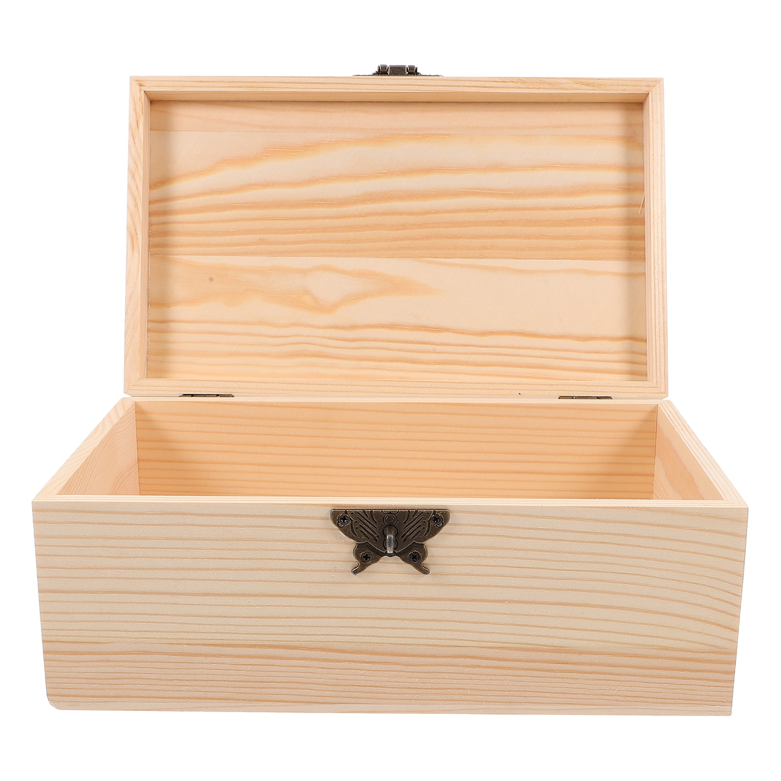 FRCOLOR Wood Storage Box with Hinged Lid Vintage Wooden Decorative ...