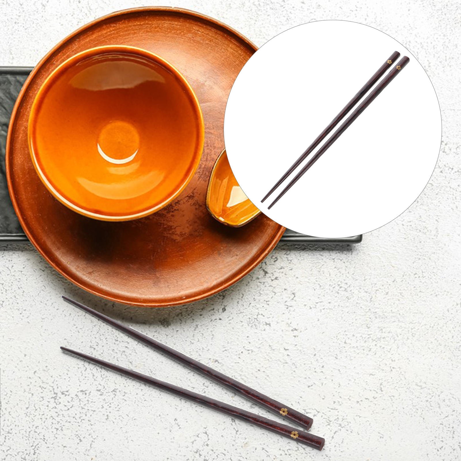 FRCOLOR Wooden Chopsticks with Golden Flower Design for Kitchen Use ...