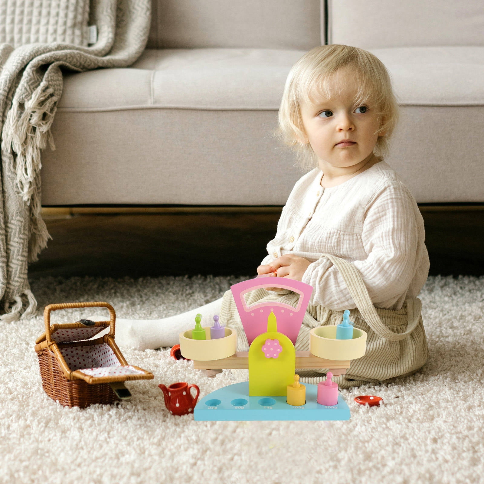 FRCOLOR Wooden DIY Balance Scale Toy for Kids Playing with Adjustable ...