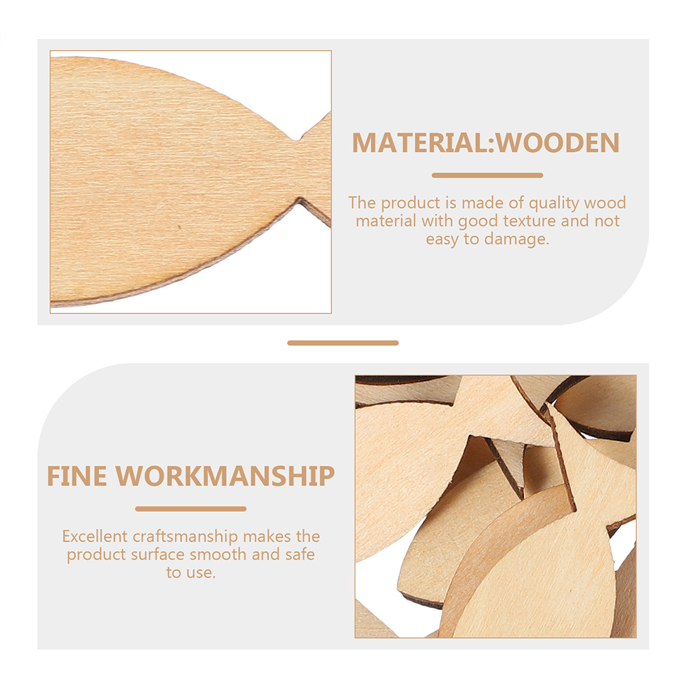 FRCOLOR Wooden Fish Shape Cutouts 200Pcs Unfinished For Diy Crafts And ...