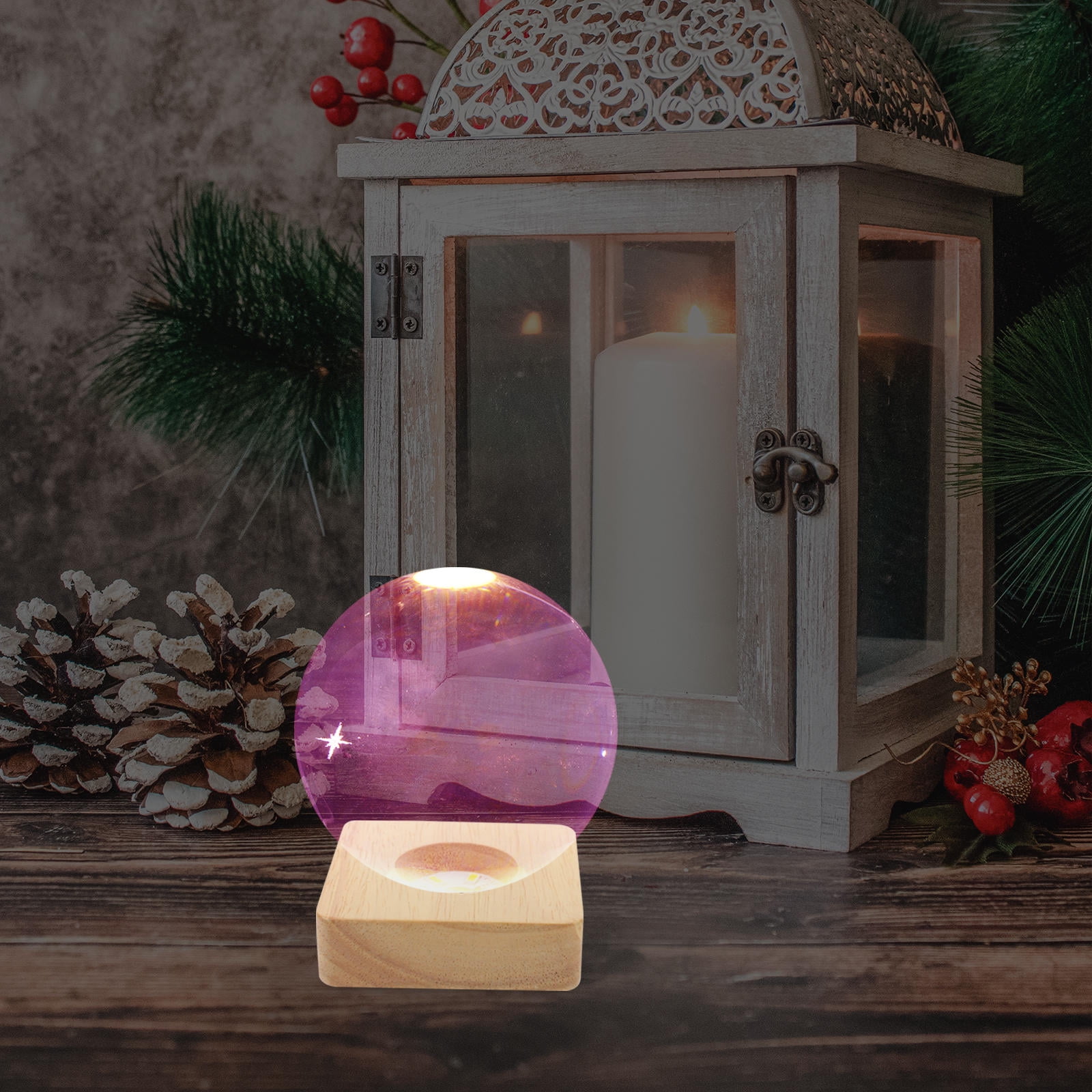 FRCOLOR Wooden LED Light Display Base for Crystal Ball and Lamps 1 Set ...