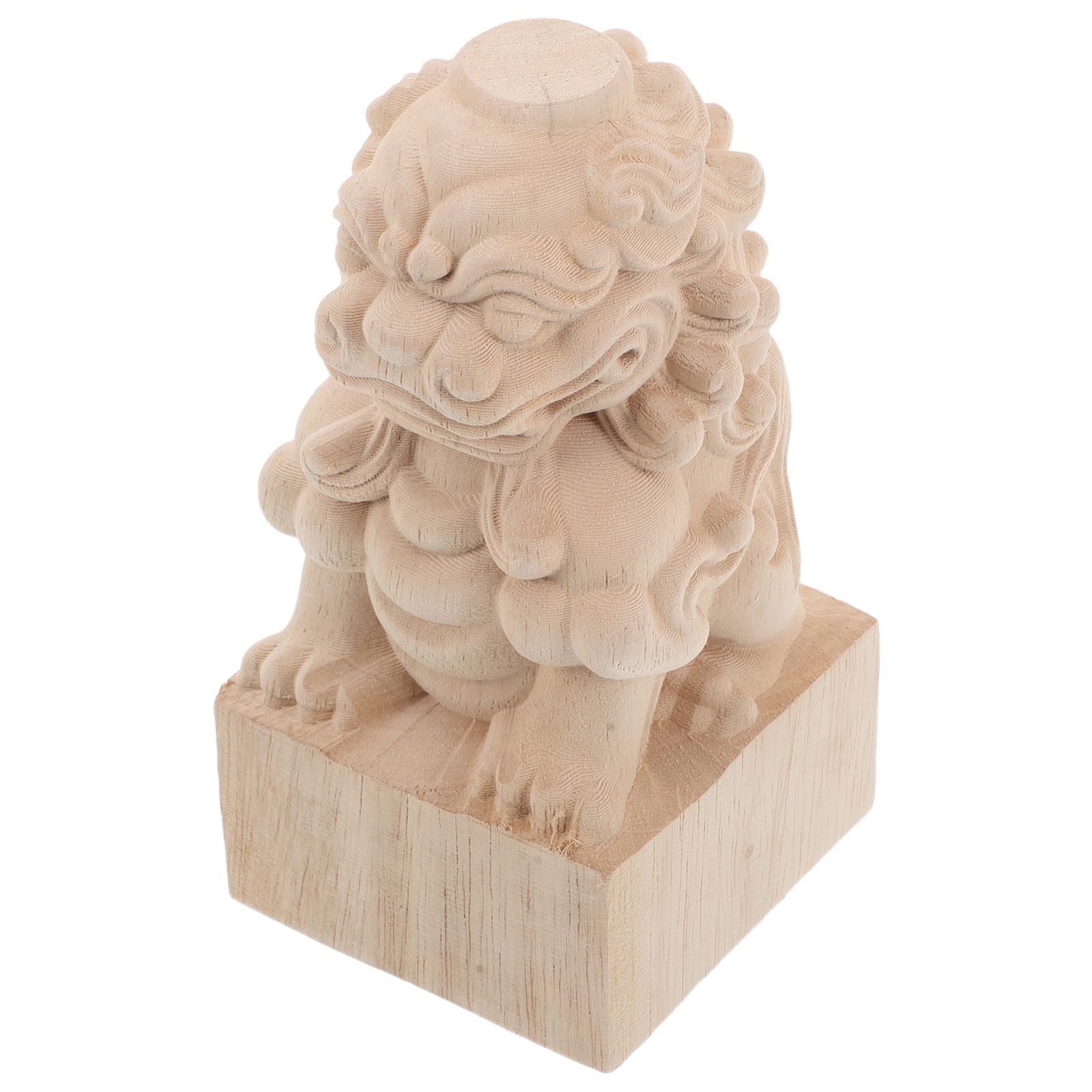 FRCOLOR Wooden Lion Finial Unfinished Wood Finials Guardian Lion Fence ...