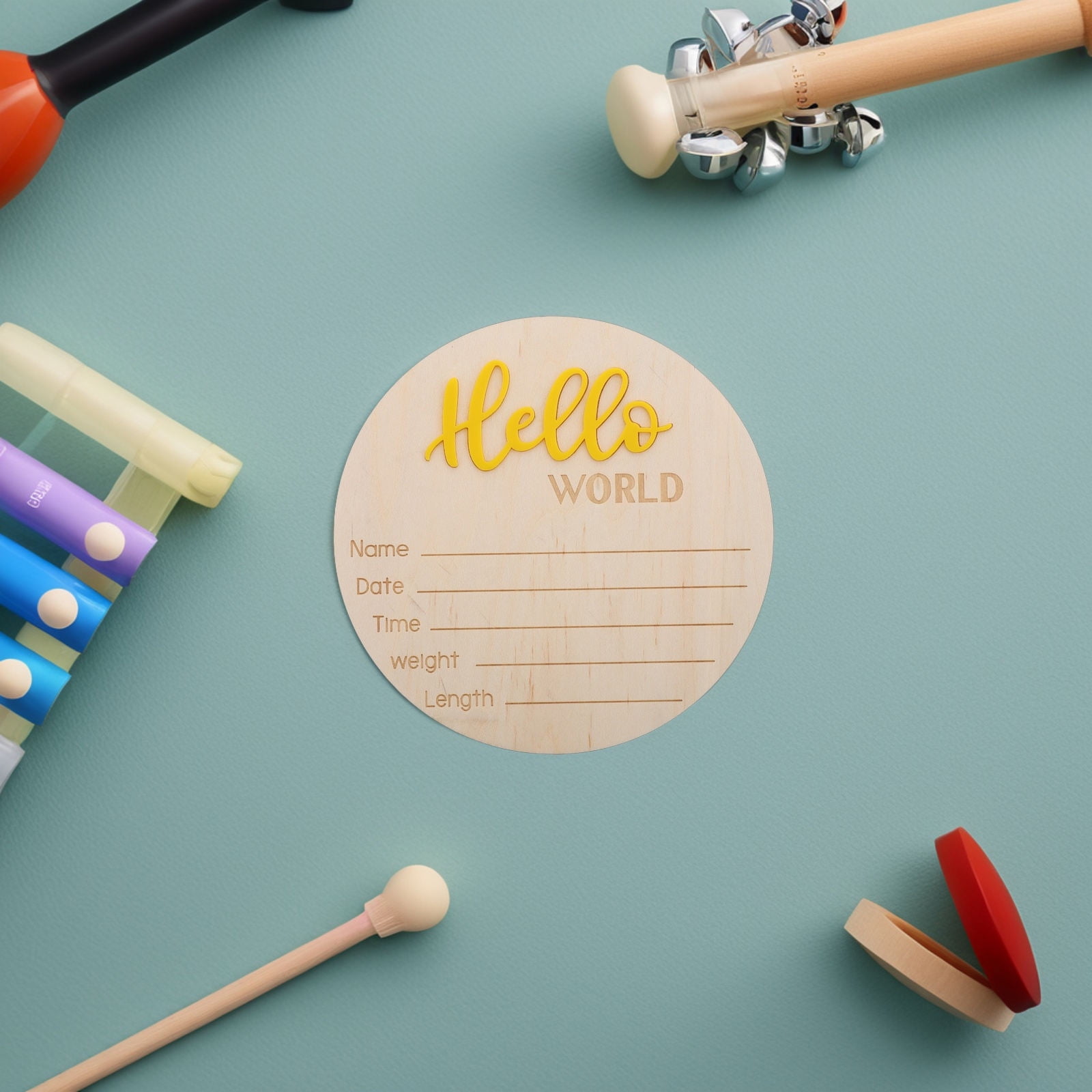 FRCOLOR Wooden Newborn Announcement Sign for Decor Yellow Birth ...