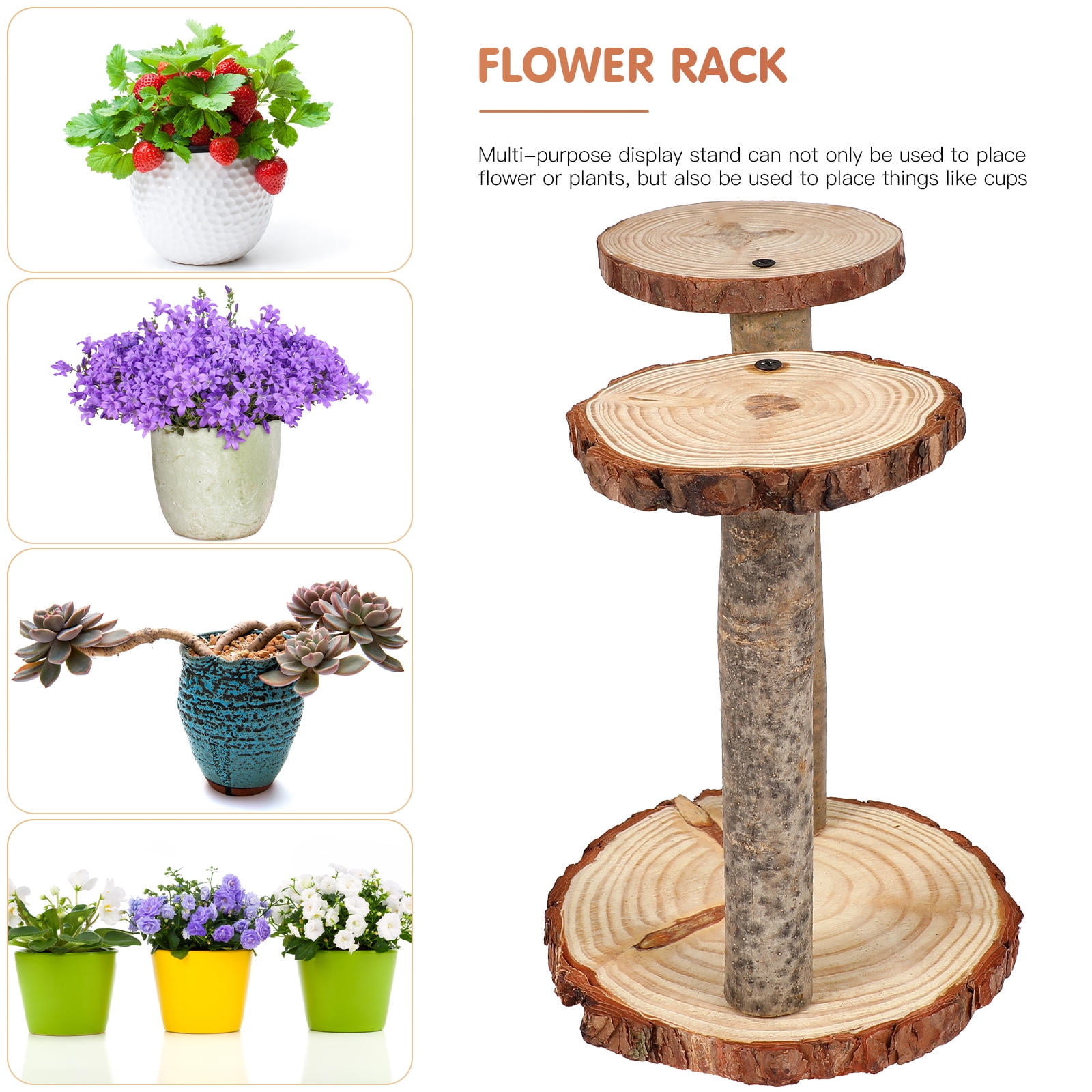 FRCOLOR Wooden Planter Holder Natural Brown Timber Plant Pot Stand for ...