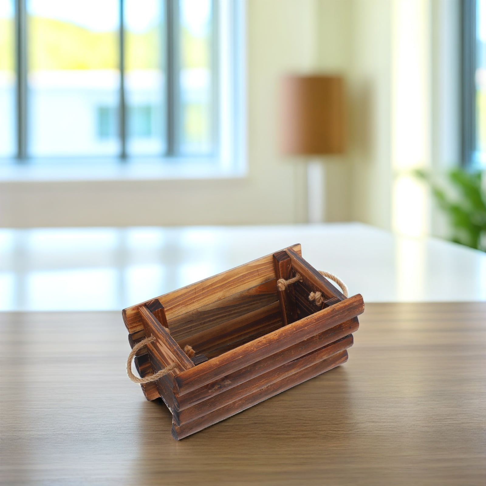 FRCOLOR Wooden Rectangular Wooden Garden Rustic Flower Pots Container ...