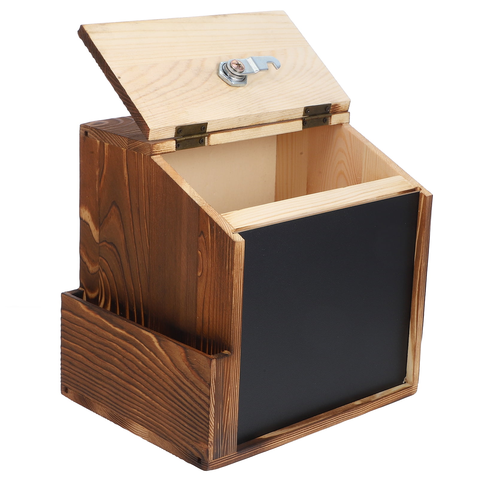 FRCOLOR Wooden Suggestion Box with Lock and Blackboard Wall Mount ...