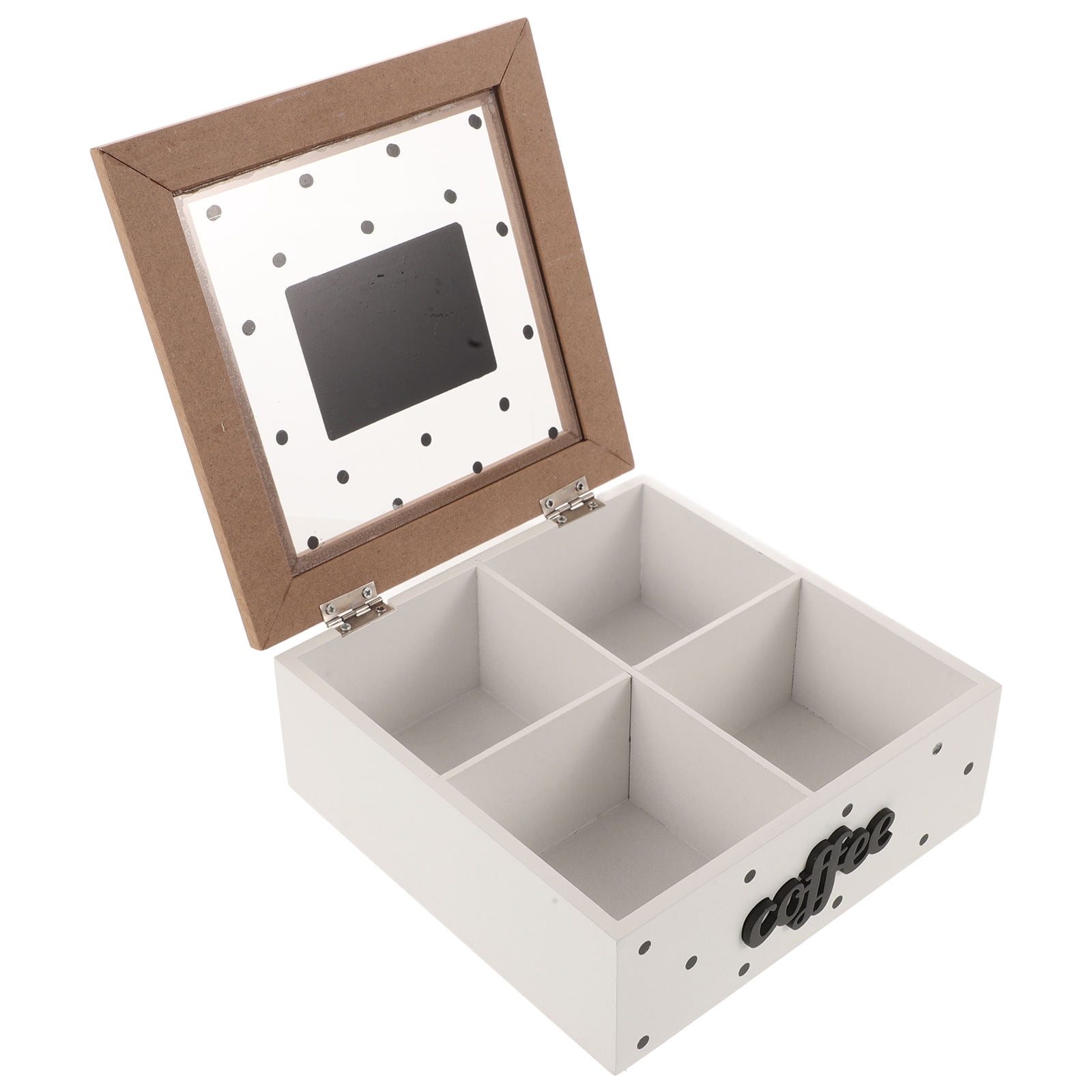 FRCOLOR Wooden Tea Bag Organizer Box With Clear Lid 4 Compartments Tea ...
