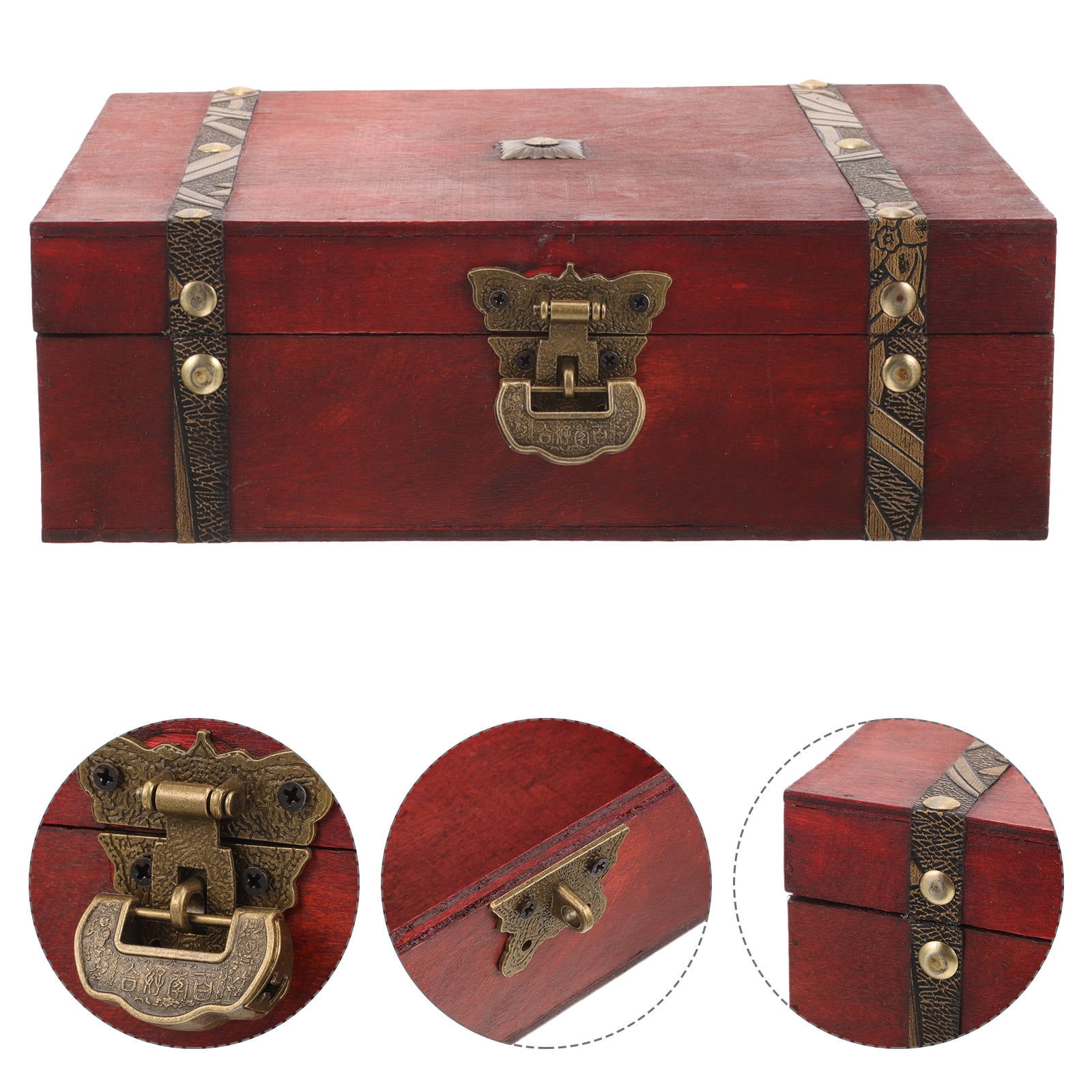 FRCOLOR Wooden Treasure Chest Jewelry Boxes Organizers Compartment ...