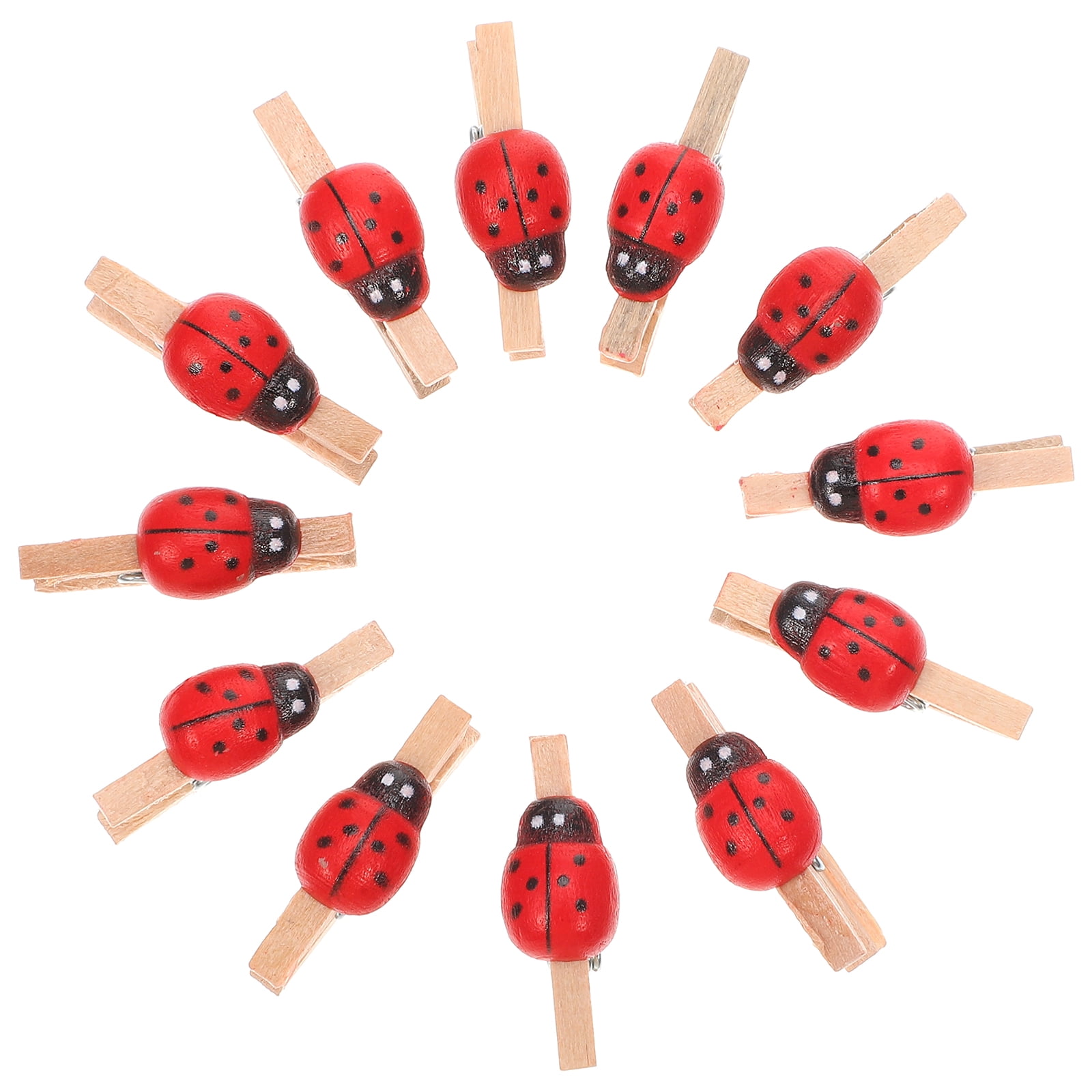 FRCOLOR photo pegs 100PCS Wooden Photo Paper Peg Pin Wood Ladybug Craft ...