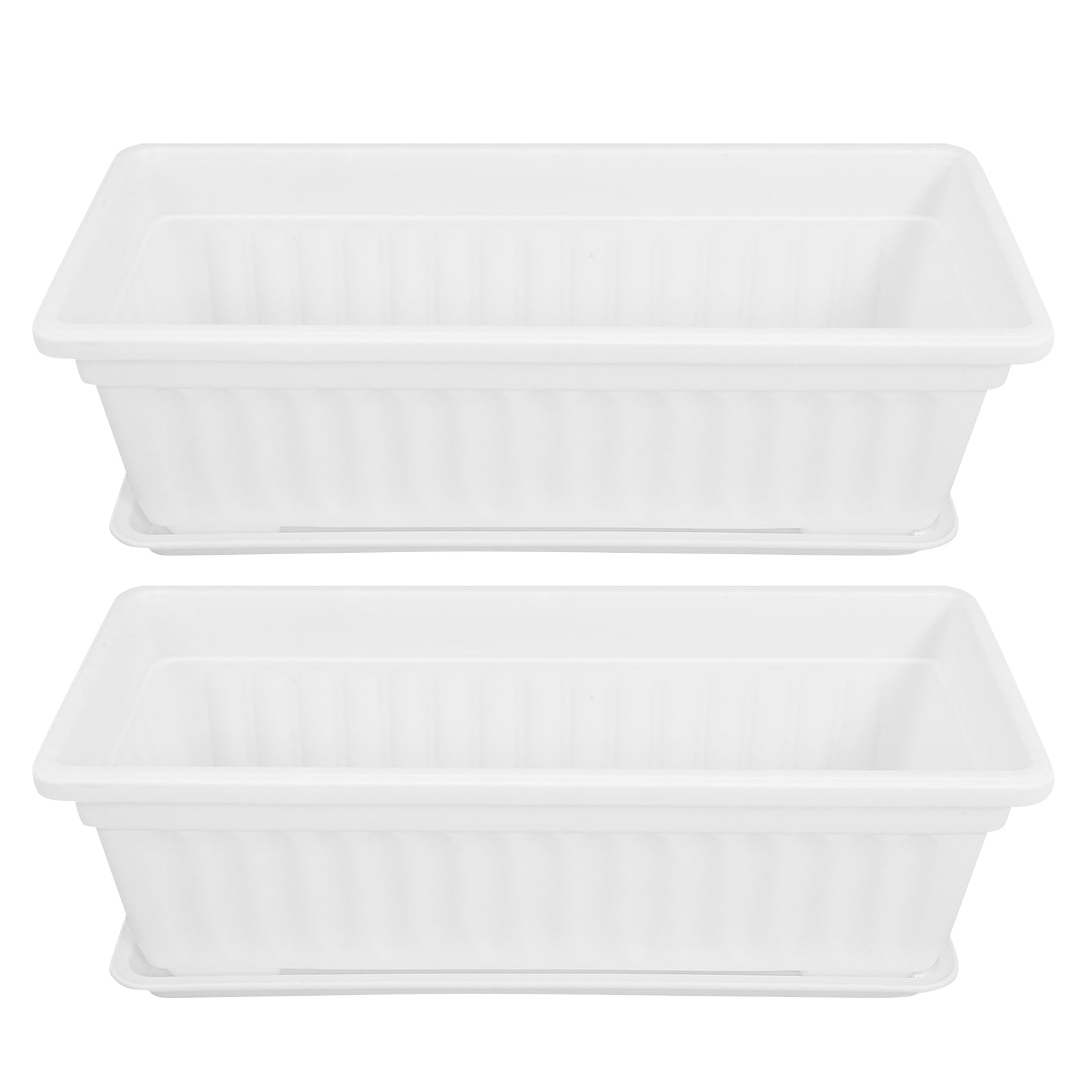 2pcs Plastic Vegetable Flower Planters Rectangular Pots with Saucers ...