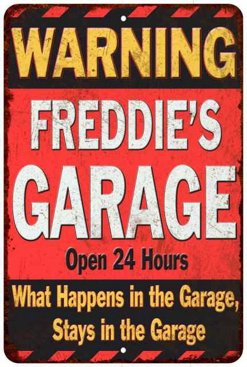 FREDDIE'S Garage Warning Man Cave Wall Decor 12x18 Metal Sign ...