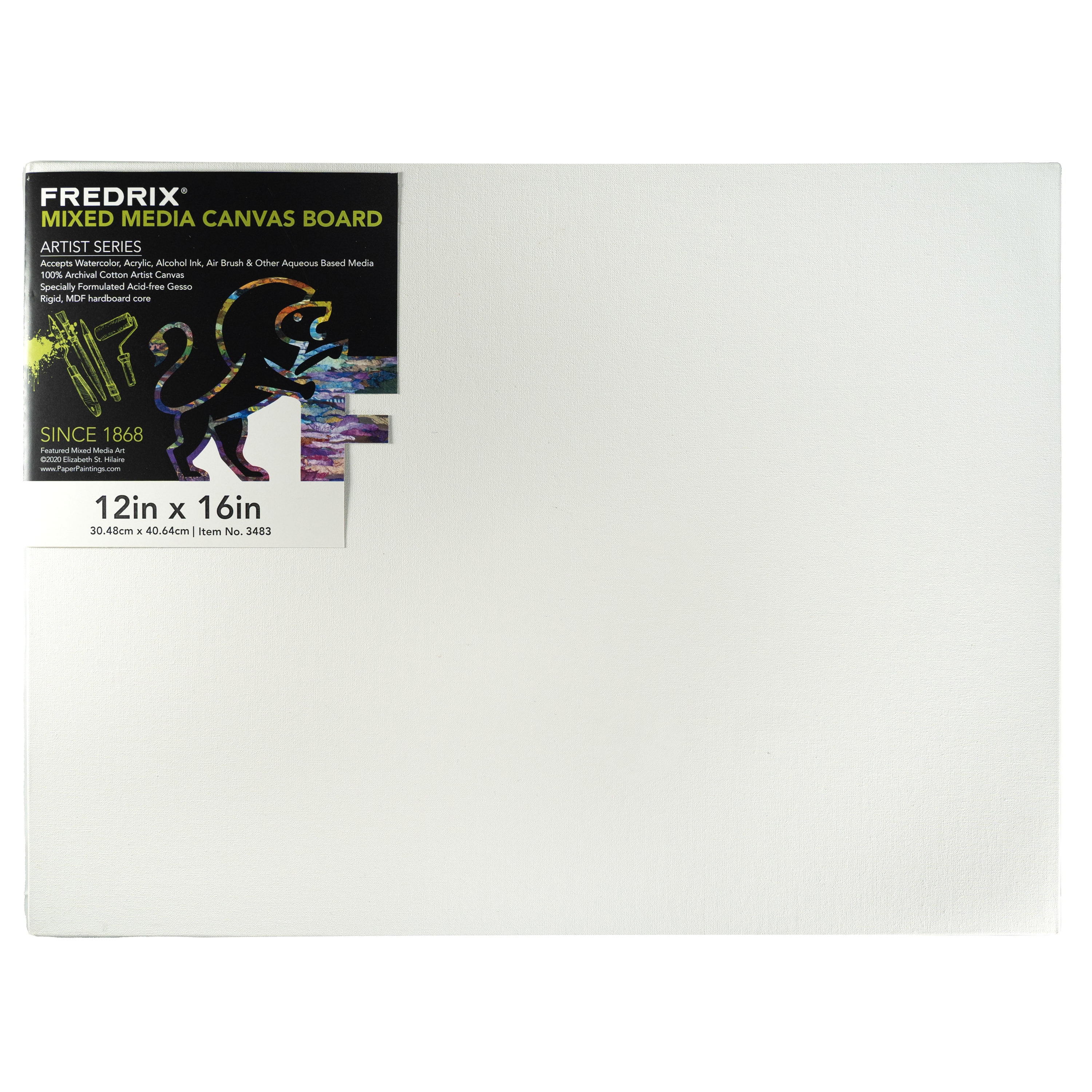 FREDRIX Artist Series Primed Mixed Media Archival Canvas Board, 12" x ...