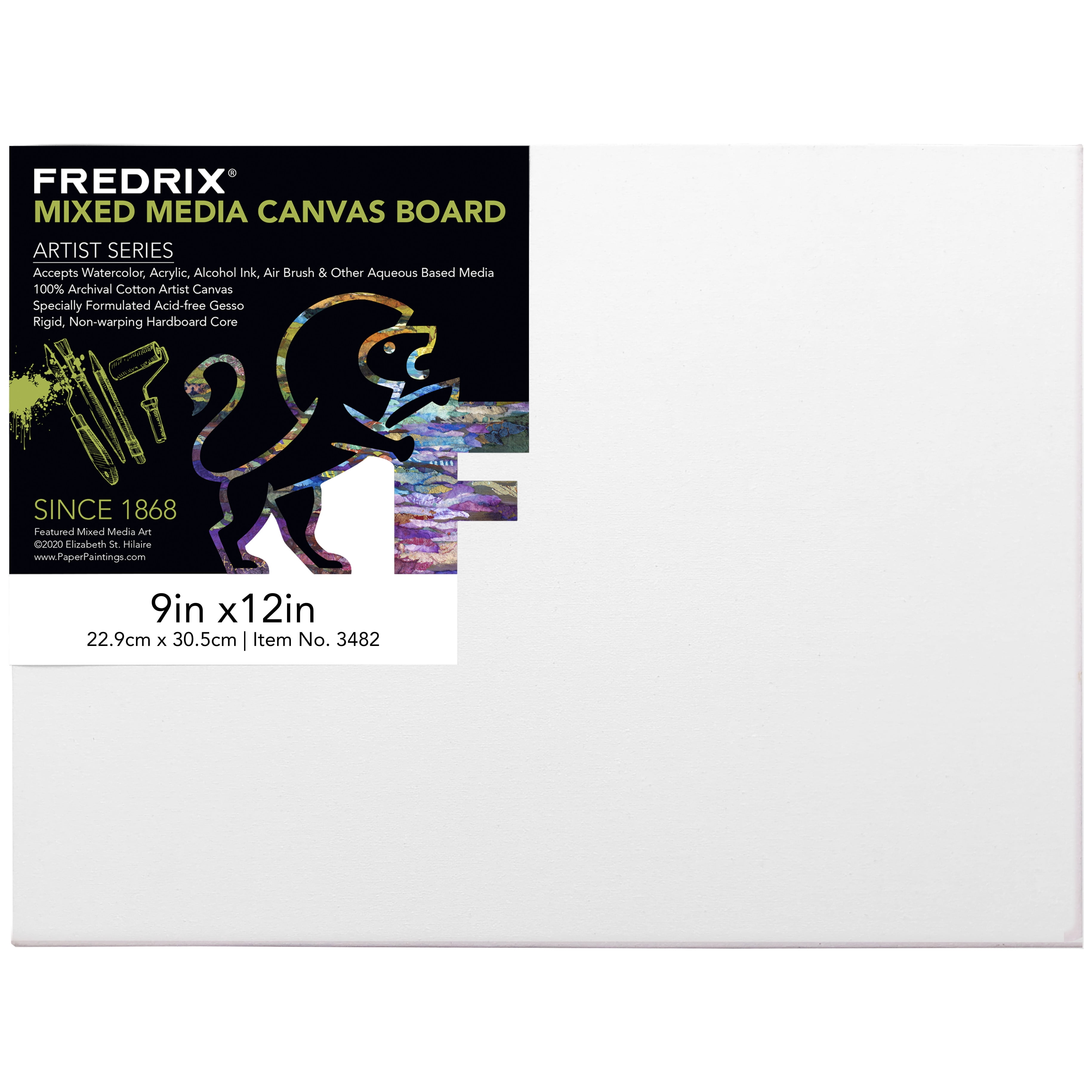 FREDRIX Artist Series Primed Mixed Media Archival Canvas Board, 9" x 12 ...