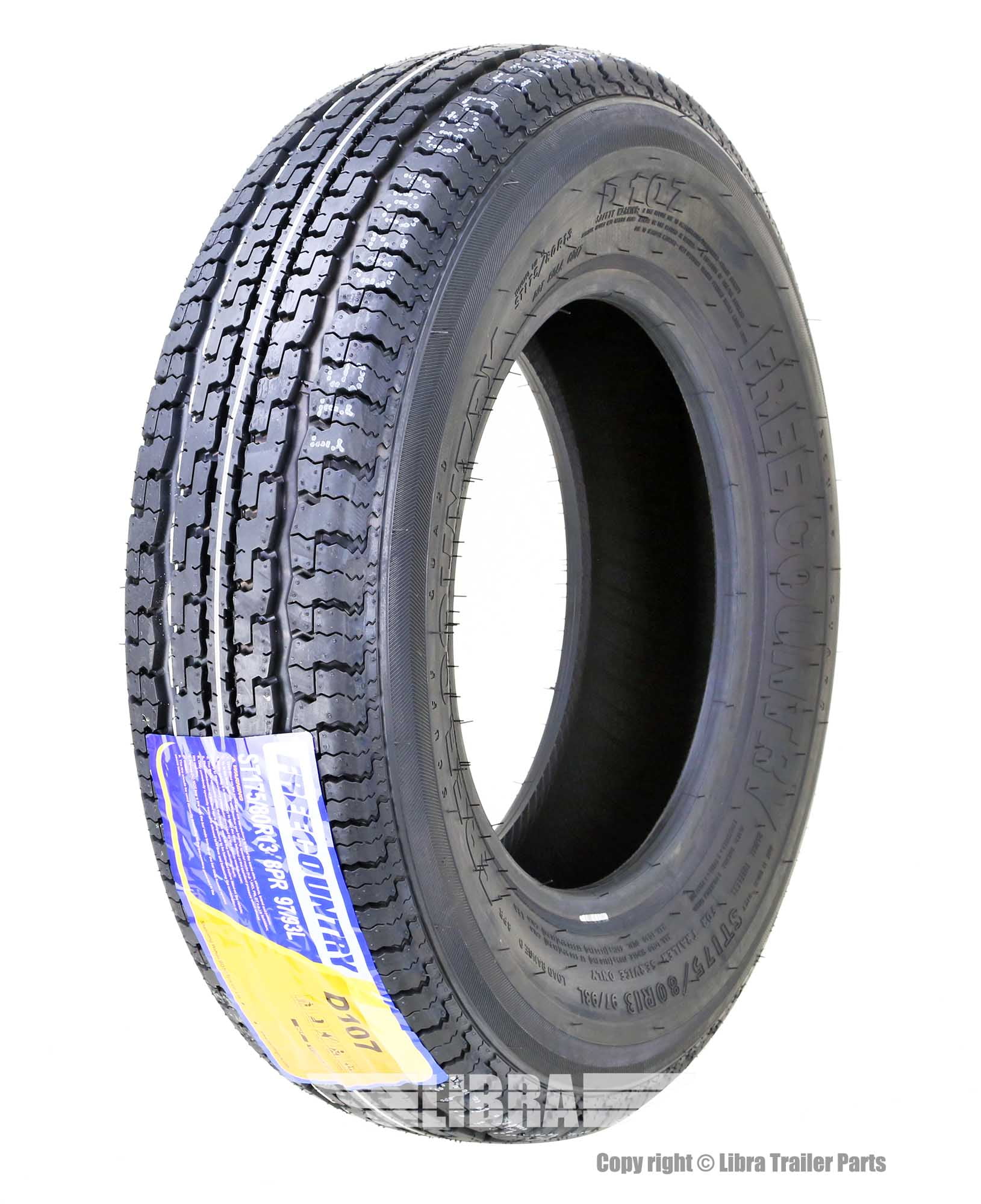 FREE COUNTRY Premium Trailer Tire ST175/80R13 8 PR Load Range D Radial ...