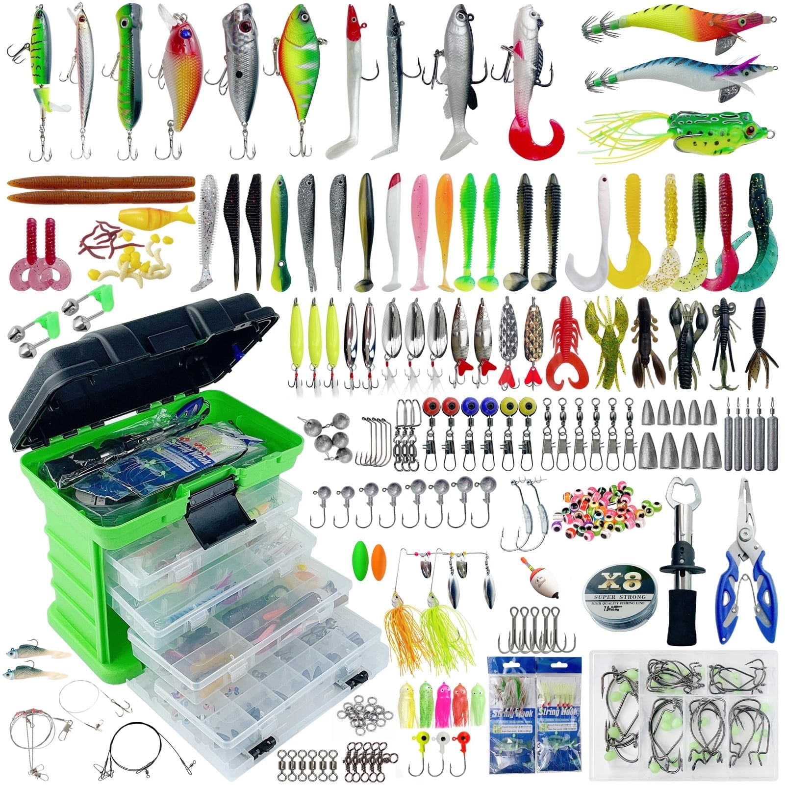 FREE FISHER 353Pcs Fishing Tackle Set Complete Kit with Crank Baits ...