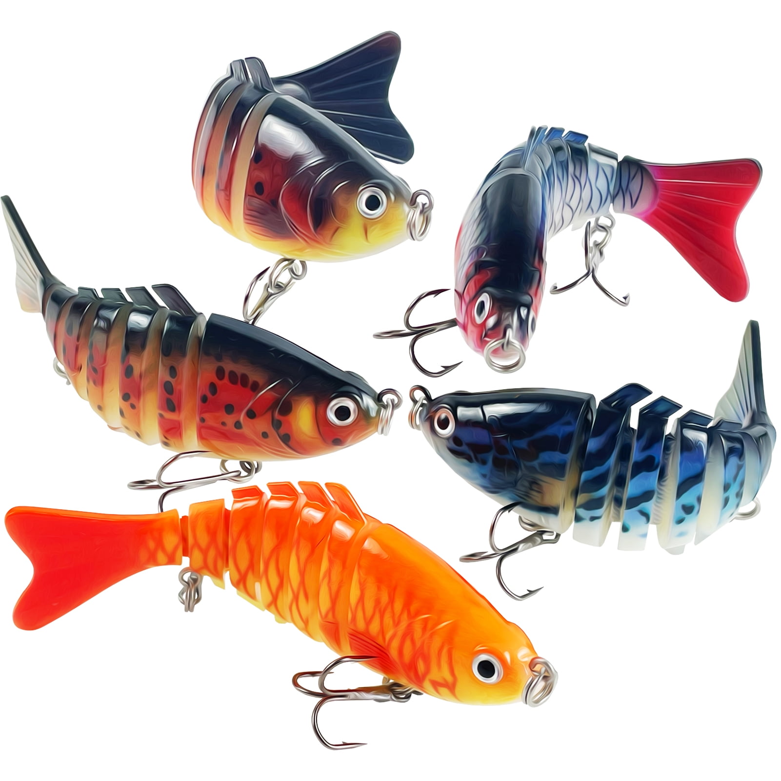 FREE FISHER 5 PCS Swimbaits for Freshwater and Saltwater, Lifelike ...