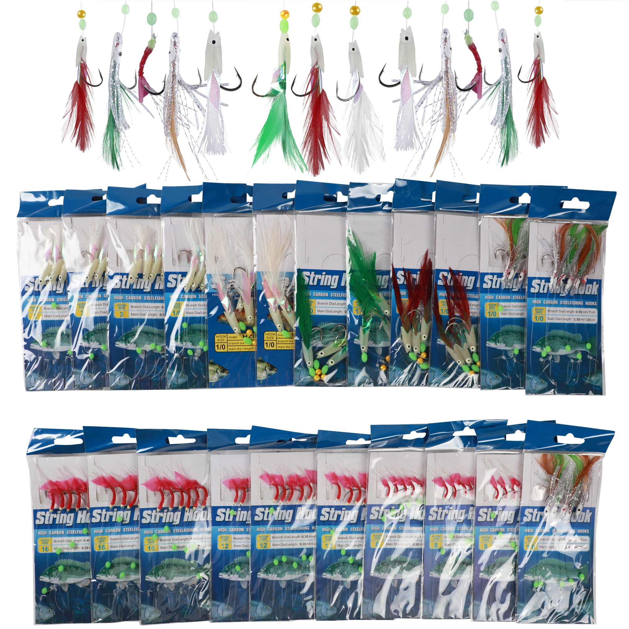FREE FISHER Fishing Rigs Set 22pcs/Pack Nylon Line Rigs Fish Skin ...