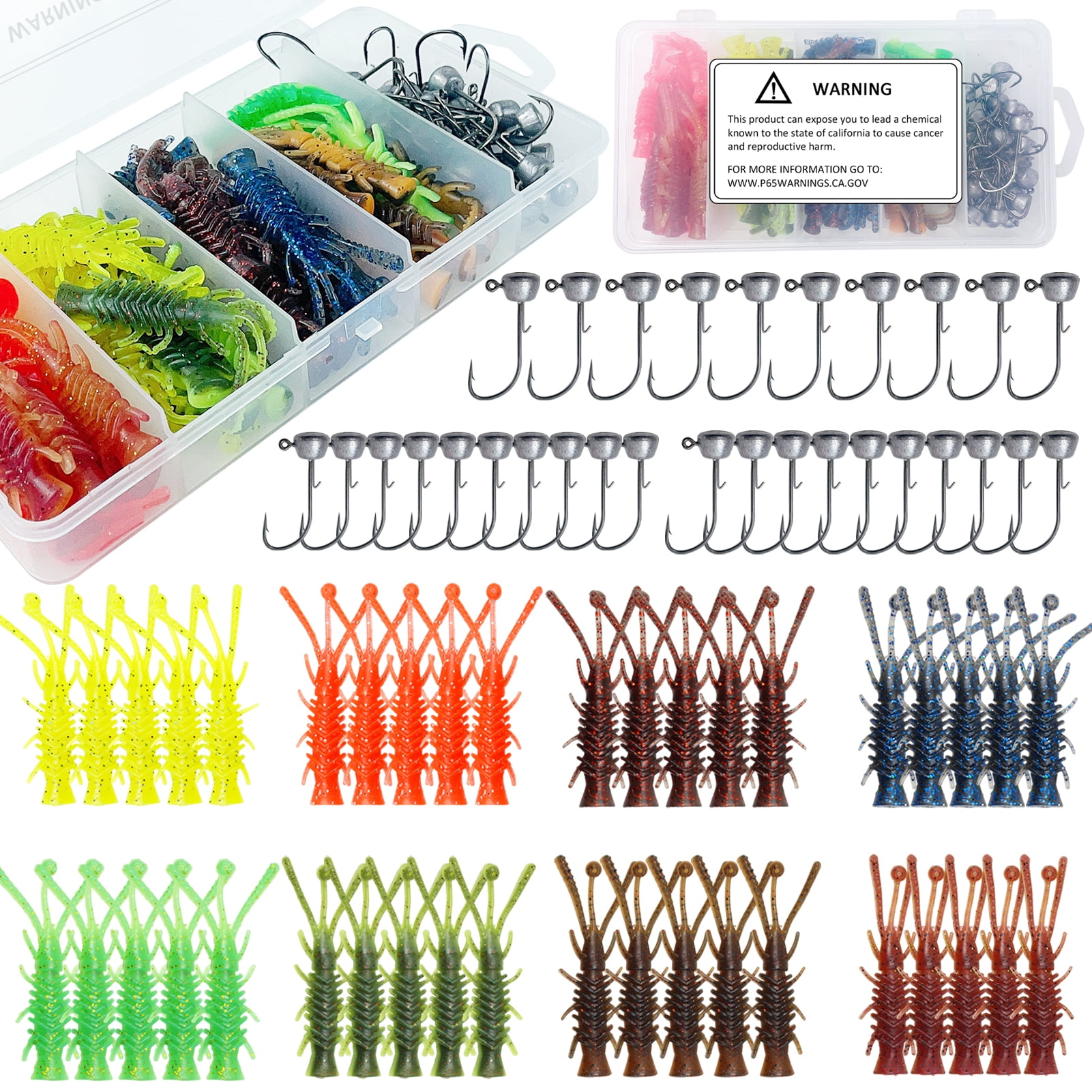 FREE FISHER Ned Fishing Bait, Shrimp Bait Fishing Lure,Worm Lure Set ...