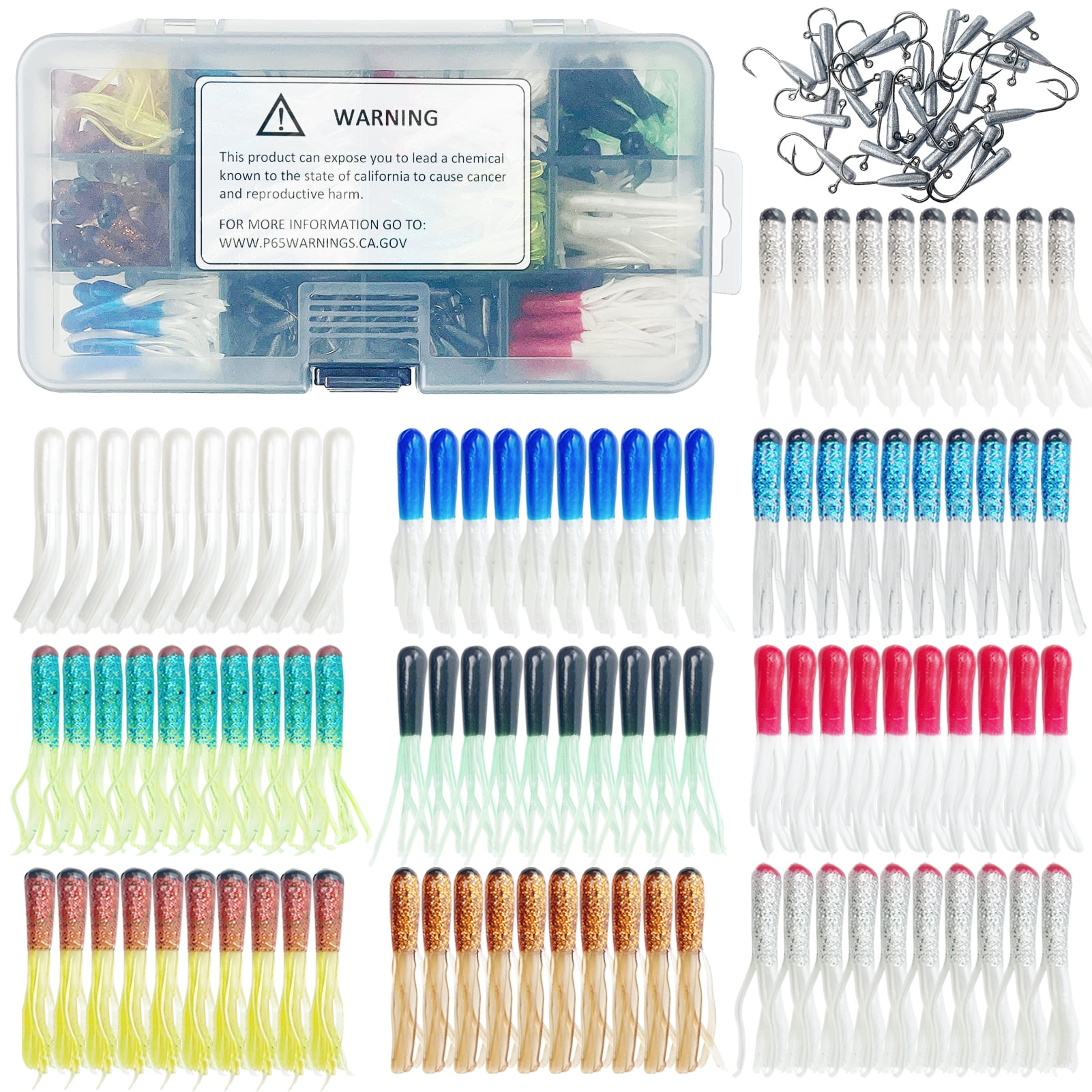 FREE FISHER Soft Tube Bait Lure, Soft Lures Bait Hooks, 131Pcs Crappie ...