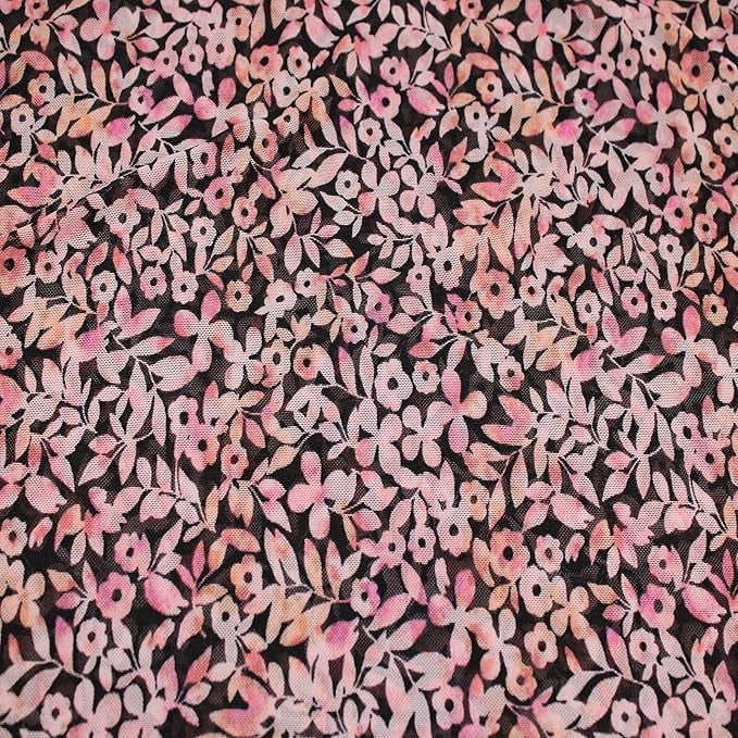 Black Cantaloupe 60" Wide Printed Poly Spandex Lace Power Mesh Fabric ...