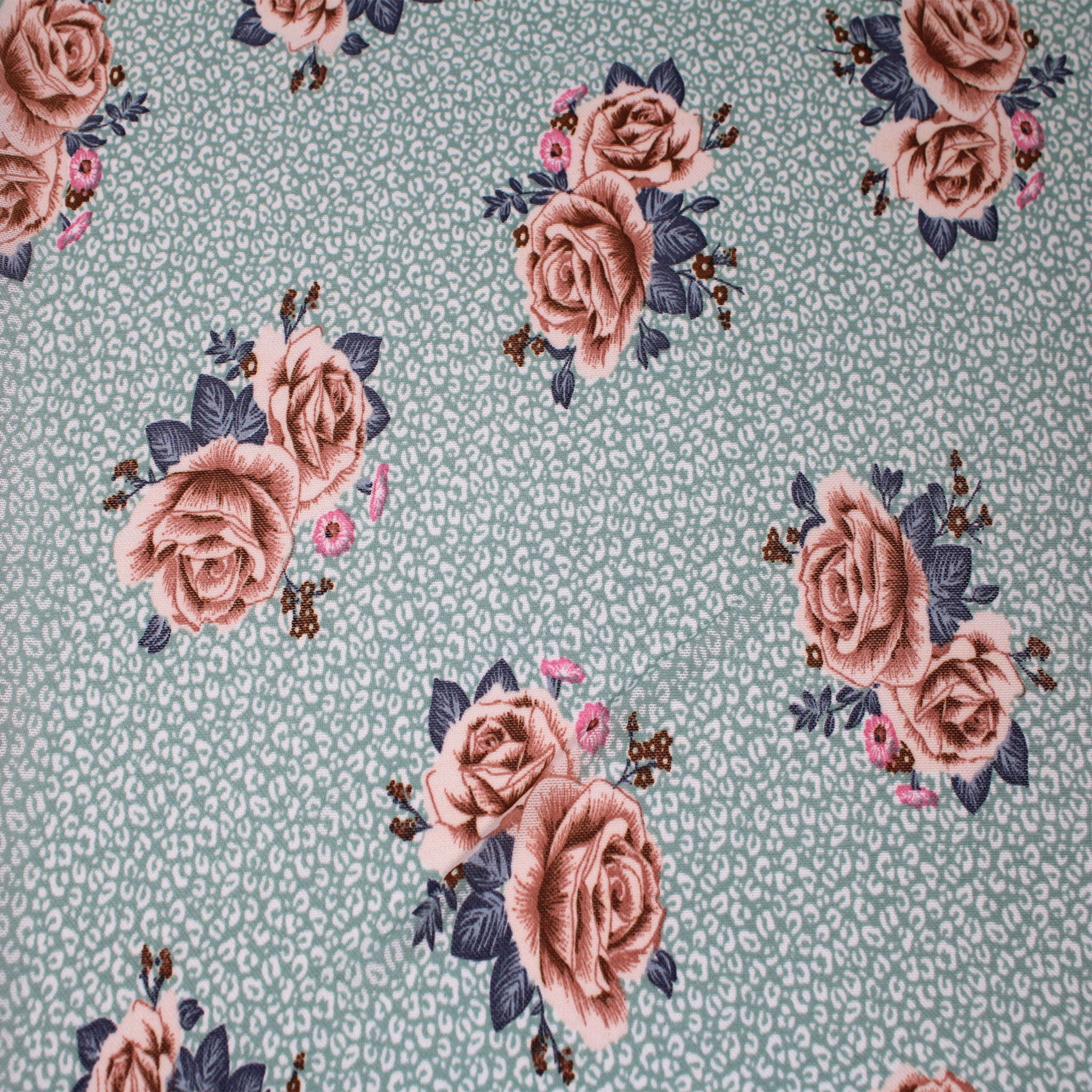 Blue Hazel Latte 60" Wide Printed Poly Spandex Lace Power Mesh Fabric ...