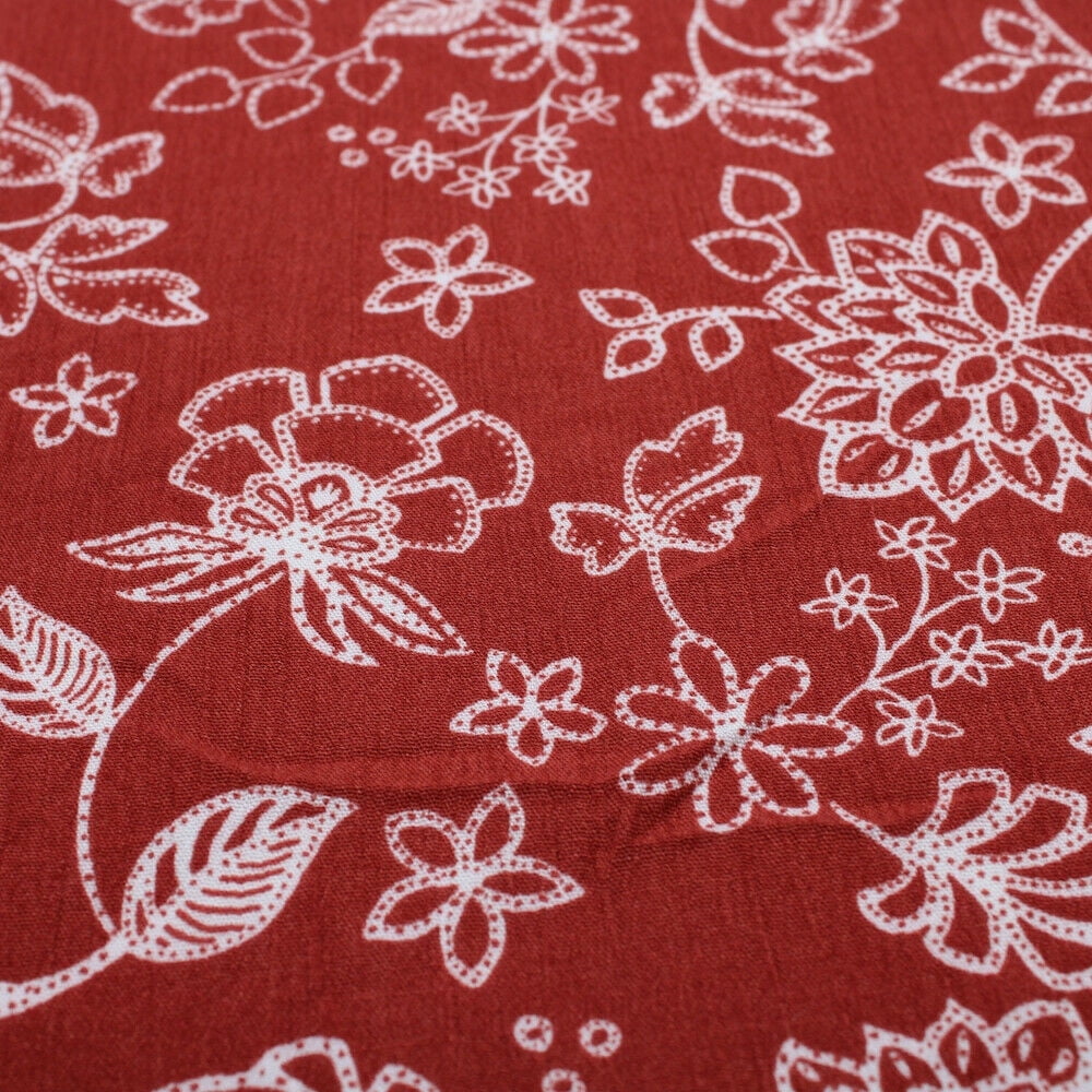 Cinnabar Ecru Floral Pattern Printed Rayon Crepon Fabric for DIY ...