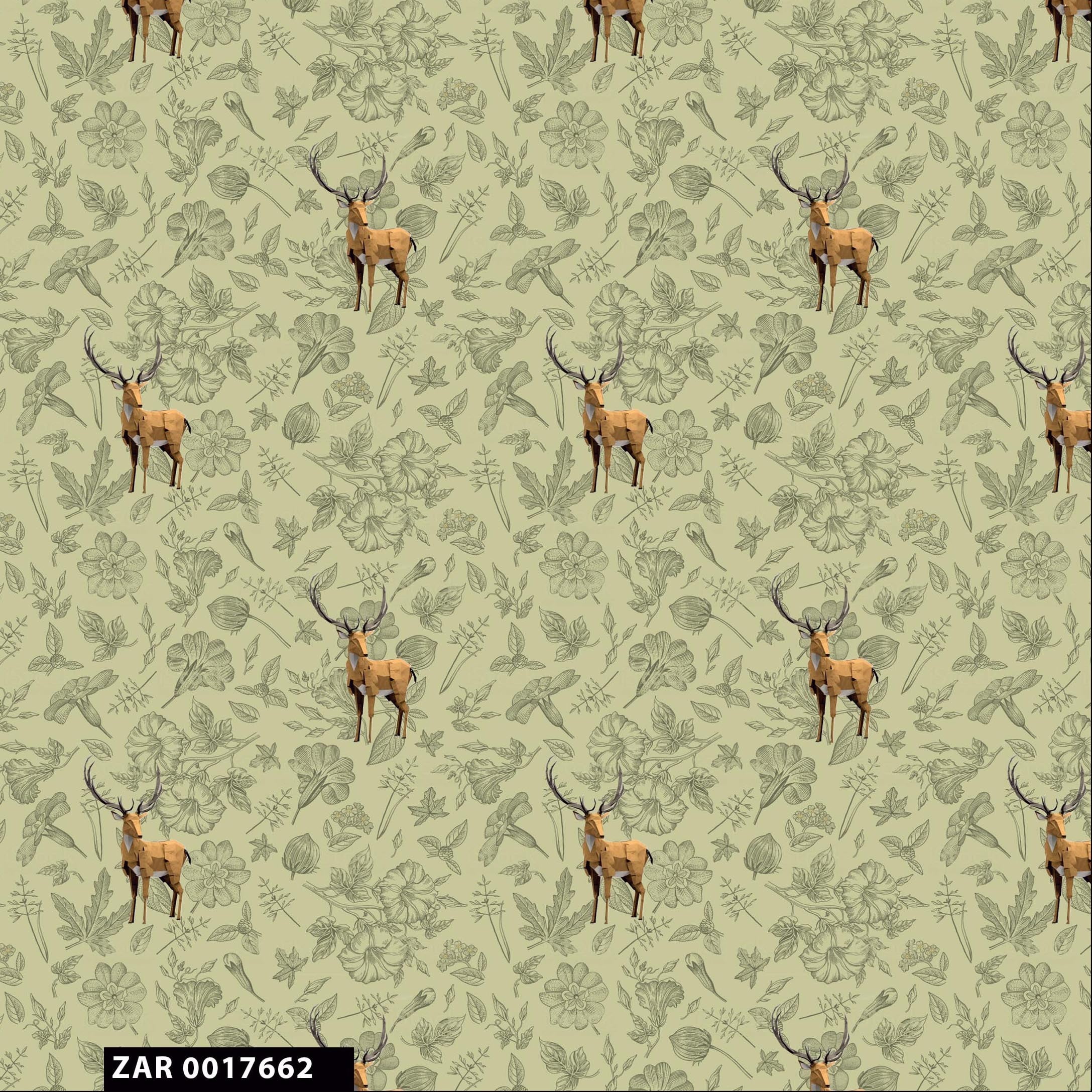 Stylish Fabric Conversational Botanical Deer Pattern 100% Cotton ...