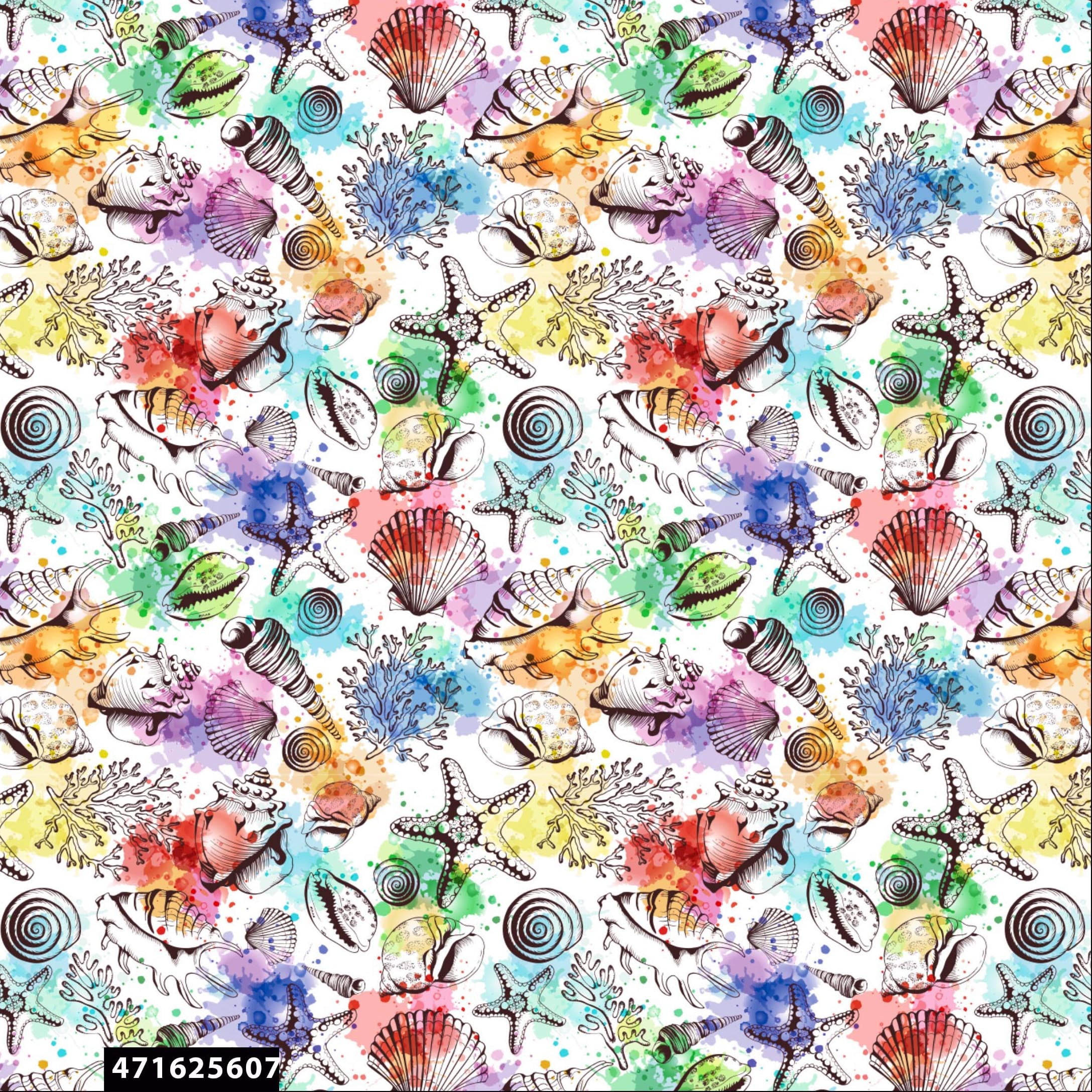 FREE SHIPPING!!! Deep Blue Sea with Starfish and Shells Design 100% ...