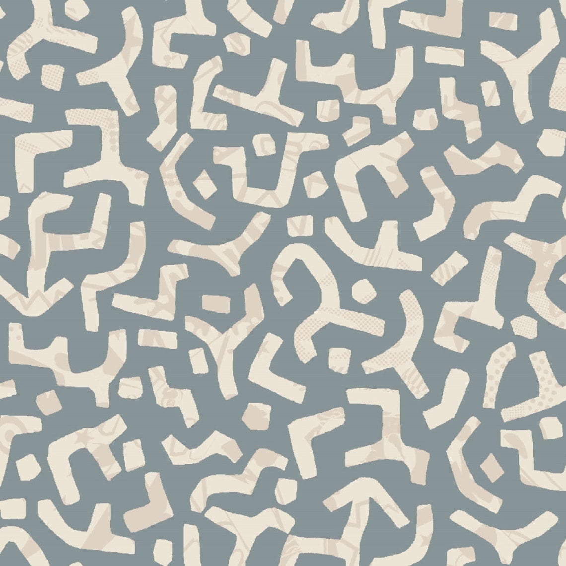 Faded Teal Tan Abstract Pattern Printed Stretch Satin Fabric, DIY ...