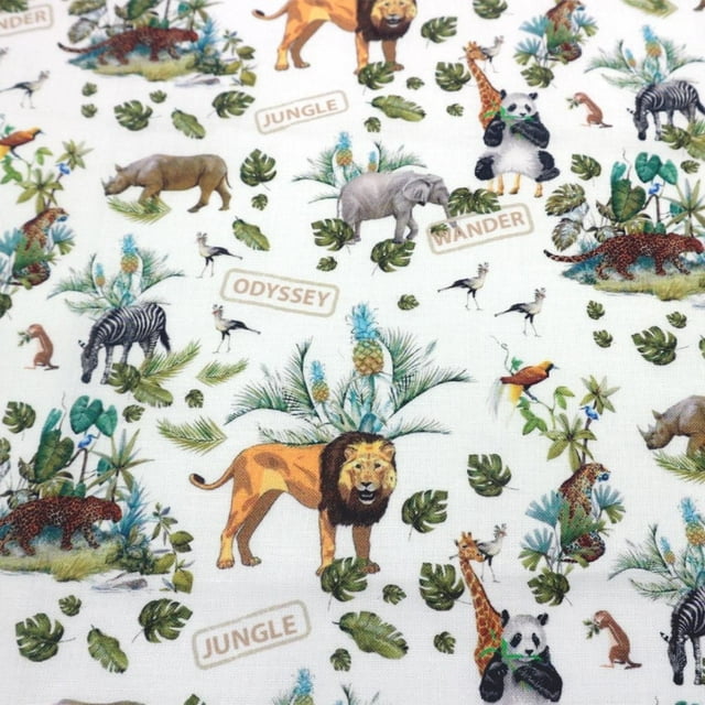 Stylish Fabric Jungle Travels 44 in 100% Cotton Animal Print Quilting ...