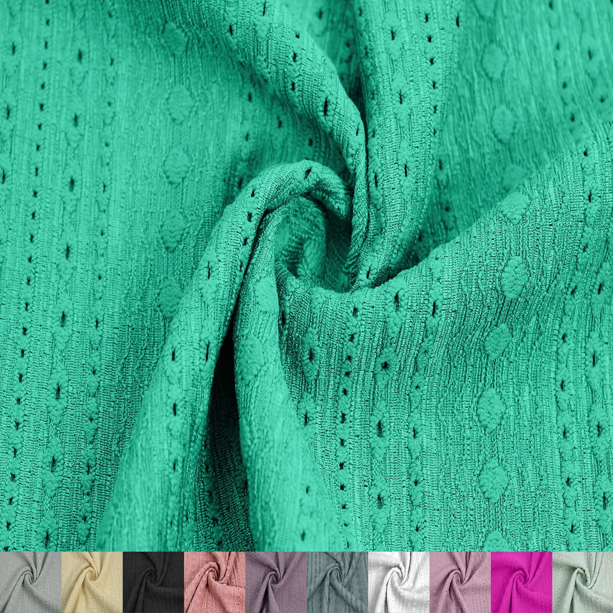 FREE SHIPPING!!! Kelly Green Solid Color Eyelet Design Jacquard Stretch ...