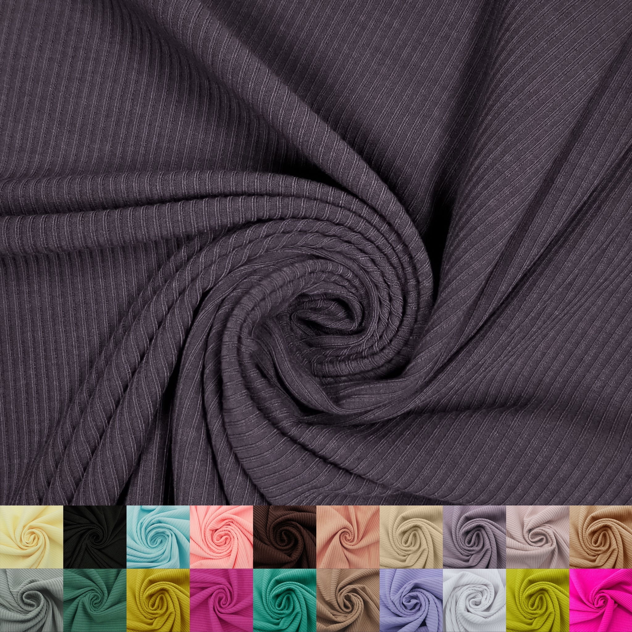 53" Width Polyester Rayon Spandex 4X2 Rib Knit Fabric by the Yard ...