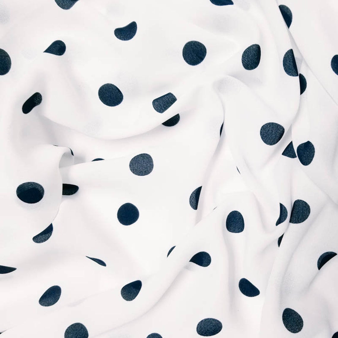FREE SHIPPING!!! Off White Dots on Navy 58'' Wool Dobby Fabric by the ...
