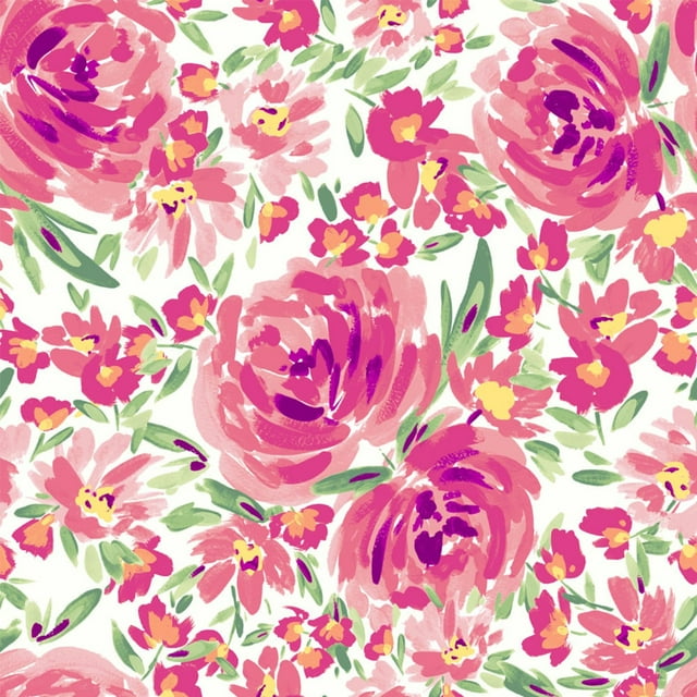 FREE SHIPPING!!! Off White with Rose Pink Large Floral Design Printed ...