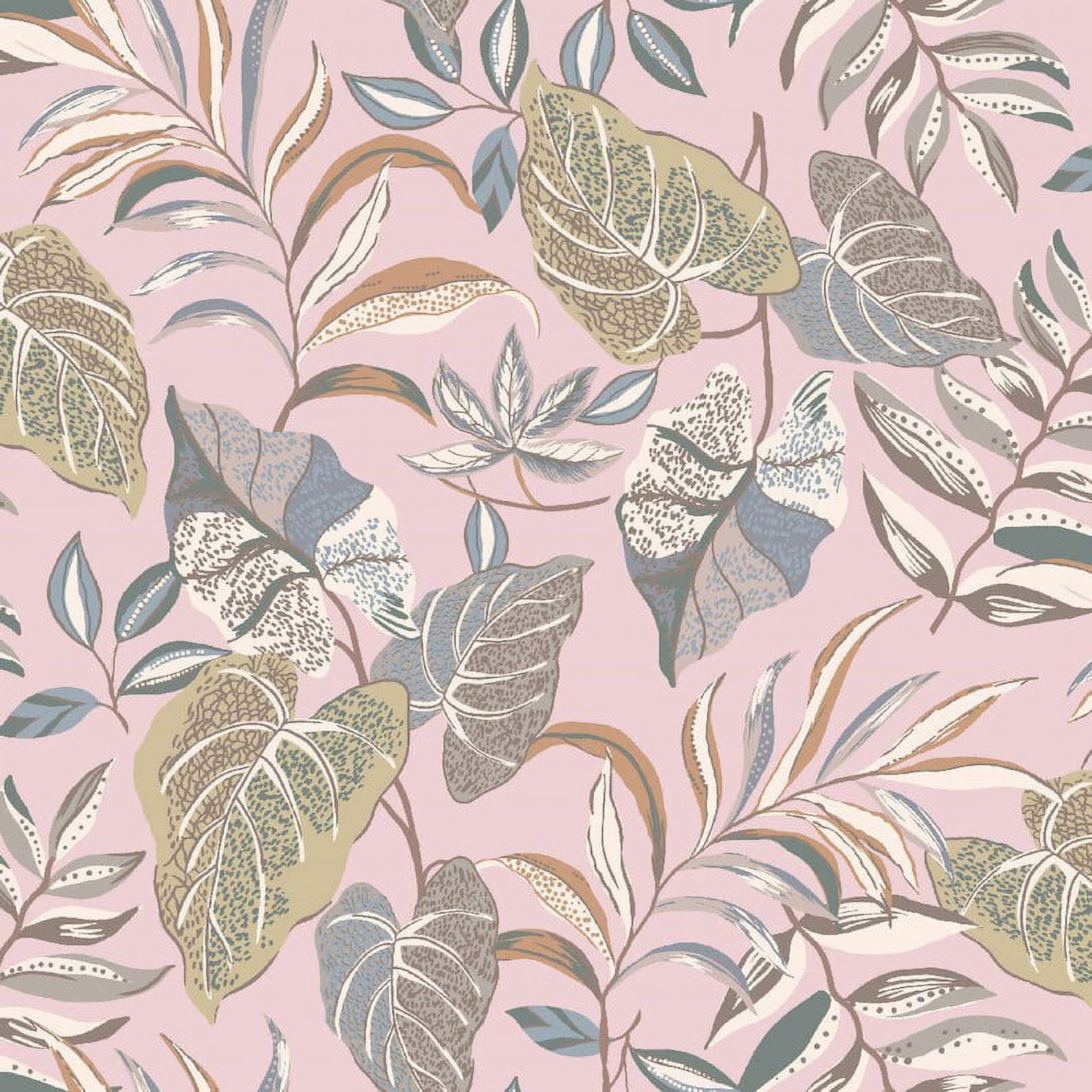 FREE SHIPPING!!! Pink Taupe Leaf Pattern Printed on Rayon Crepon Fabric ...