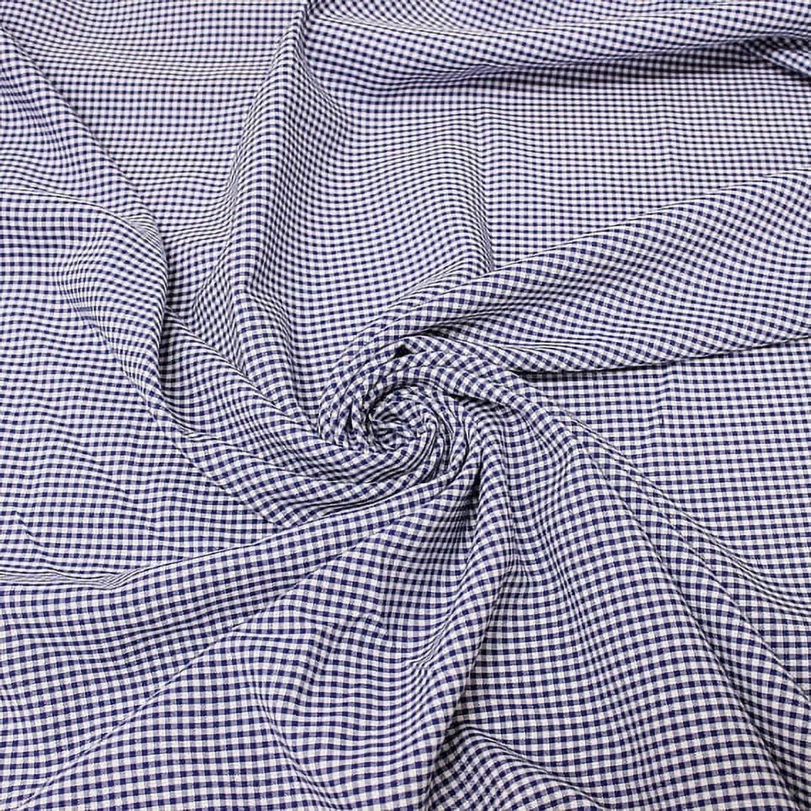 Gingham Check Poly Poplin Woven Fabric by the Yard, Lightweight ...