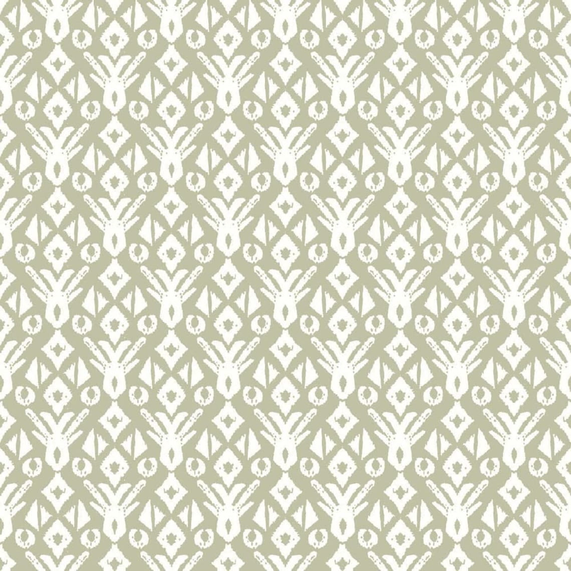 Sage Off White Ethnic Pattern Printed Rayon Crepon Fabric, DIY Projects ...