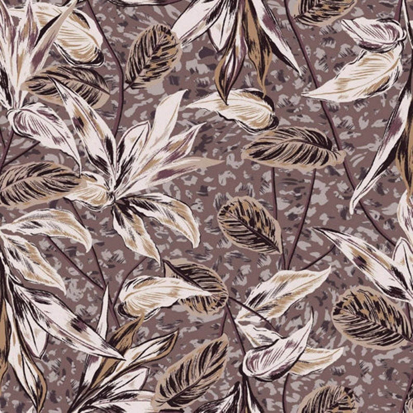 FREE SHIPPING!!! Taupe Mauve Leaf Pattern Printed on Rayon Crepon ...