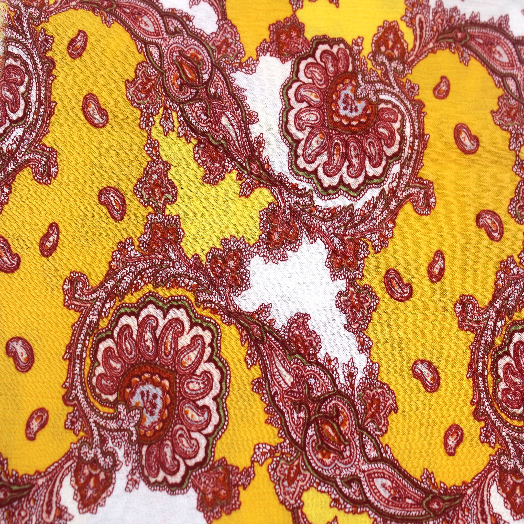 Yellow Off White 49" Wide Printed 100% Rayon Crepon Fabric by The Yard ...