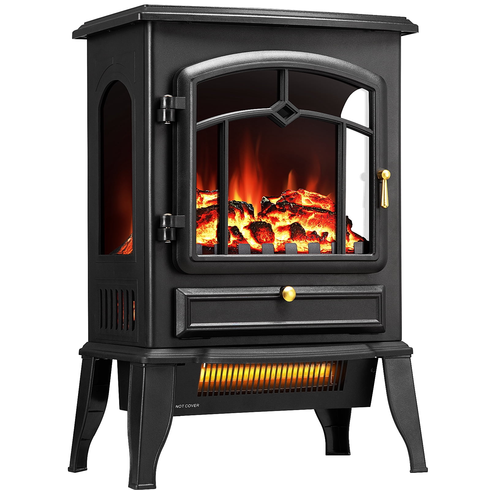 Freestanding Electric Fireplace Heater with Realistic Flame,5100 BTU ...